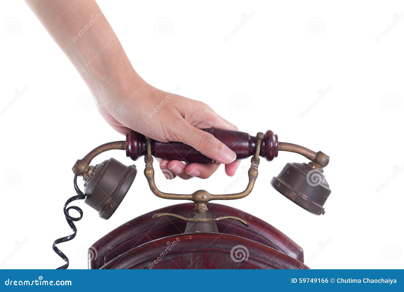 Hand Holding a Vintage Telephone Stock Photo - Image of orange, antique ...