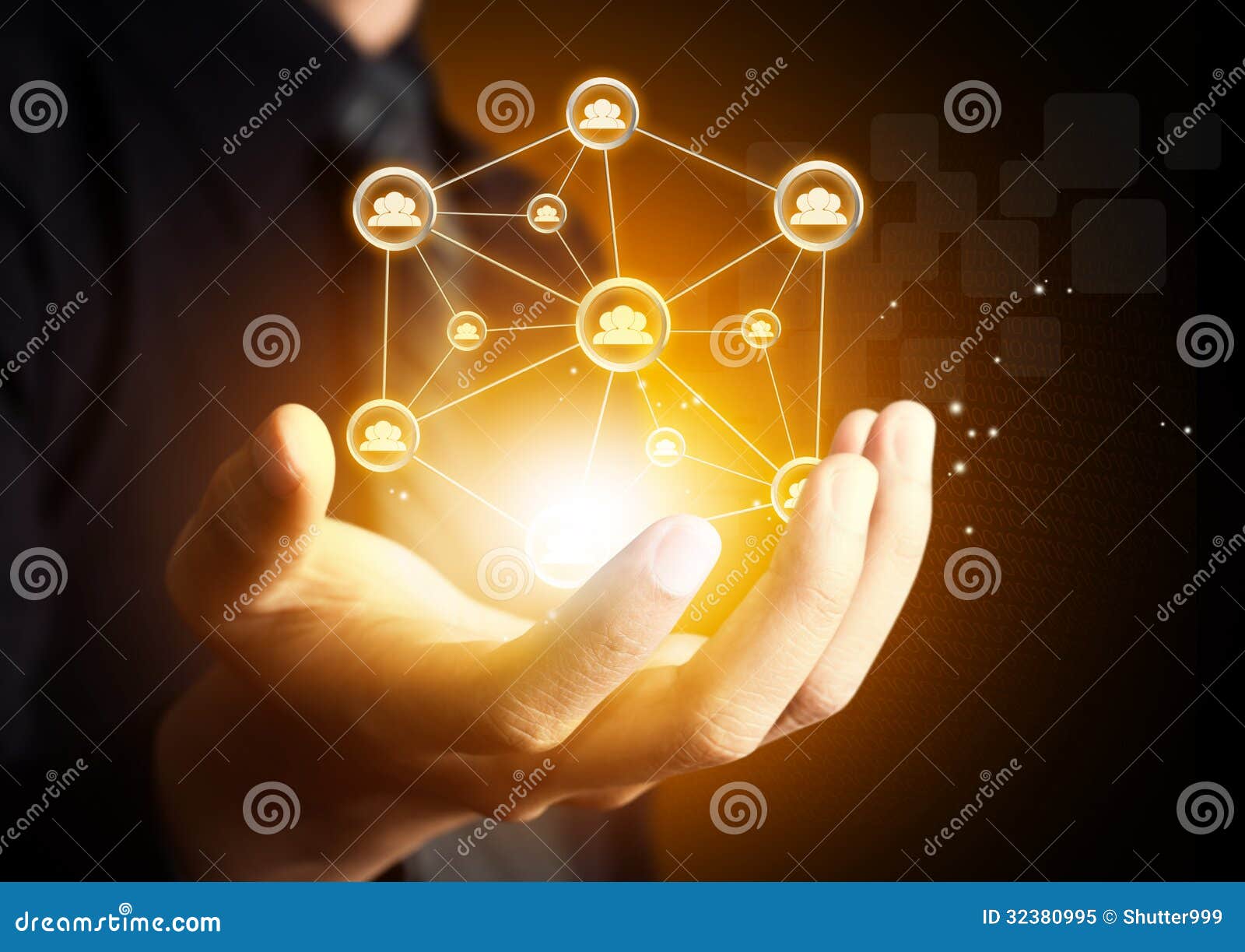 Hand Holding Virtual Icon of Social Network Stock Image - Image of ...