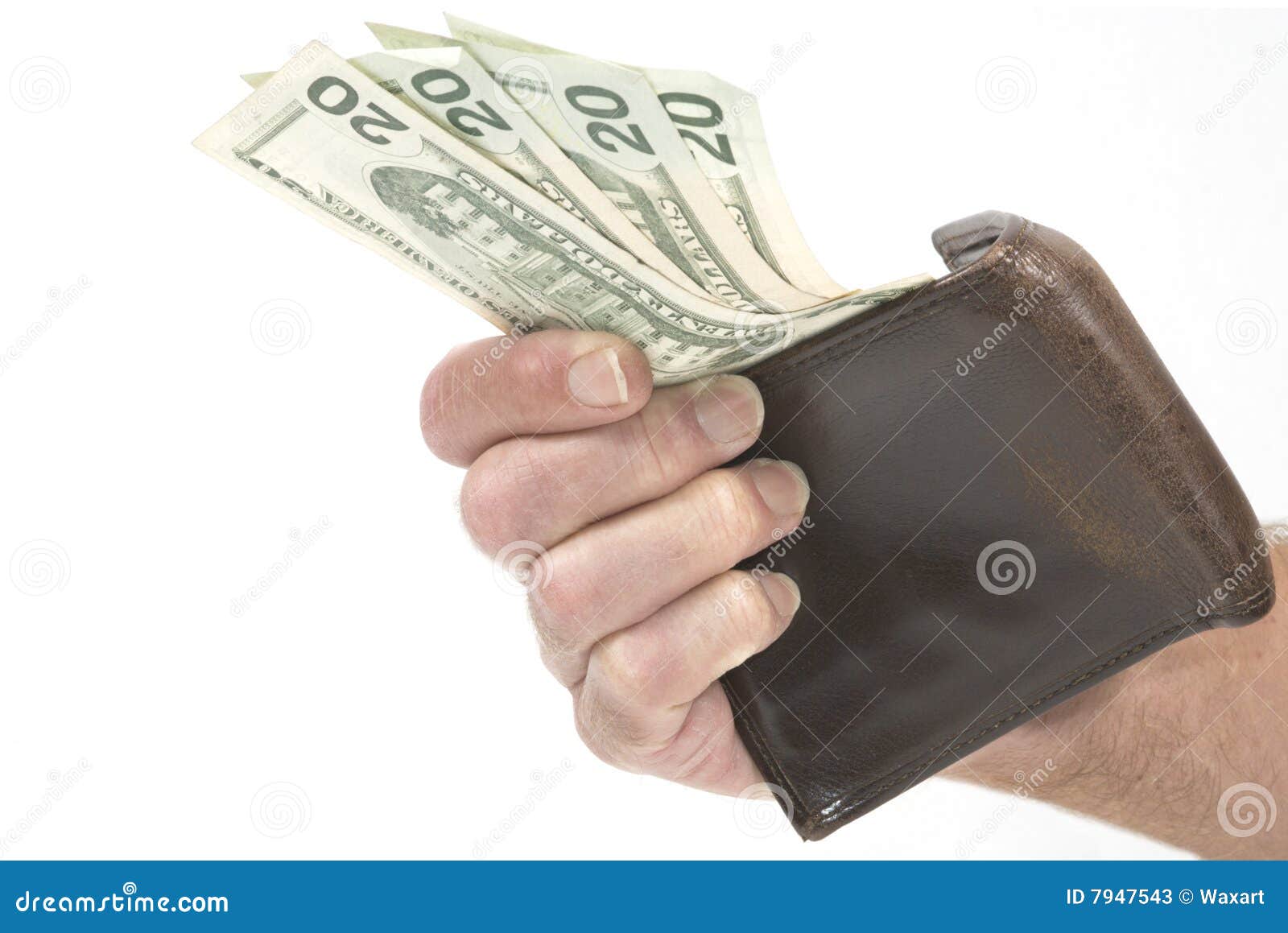 Hand Holding Wallet With Twenty Dollar Bills Picture. Image: 7947543