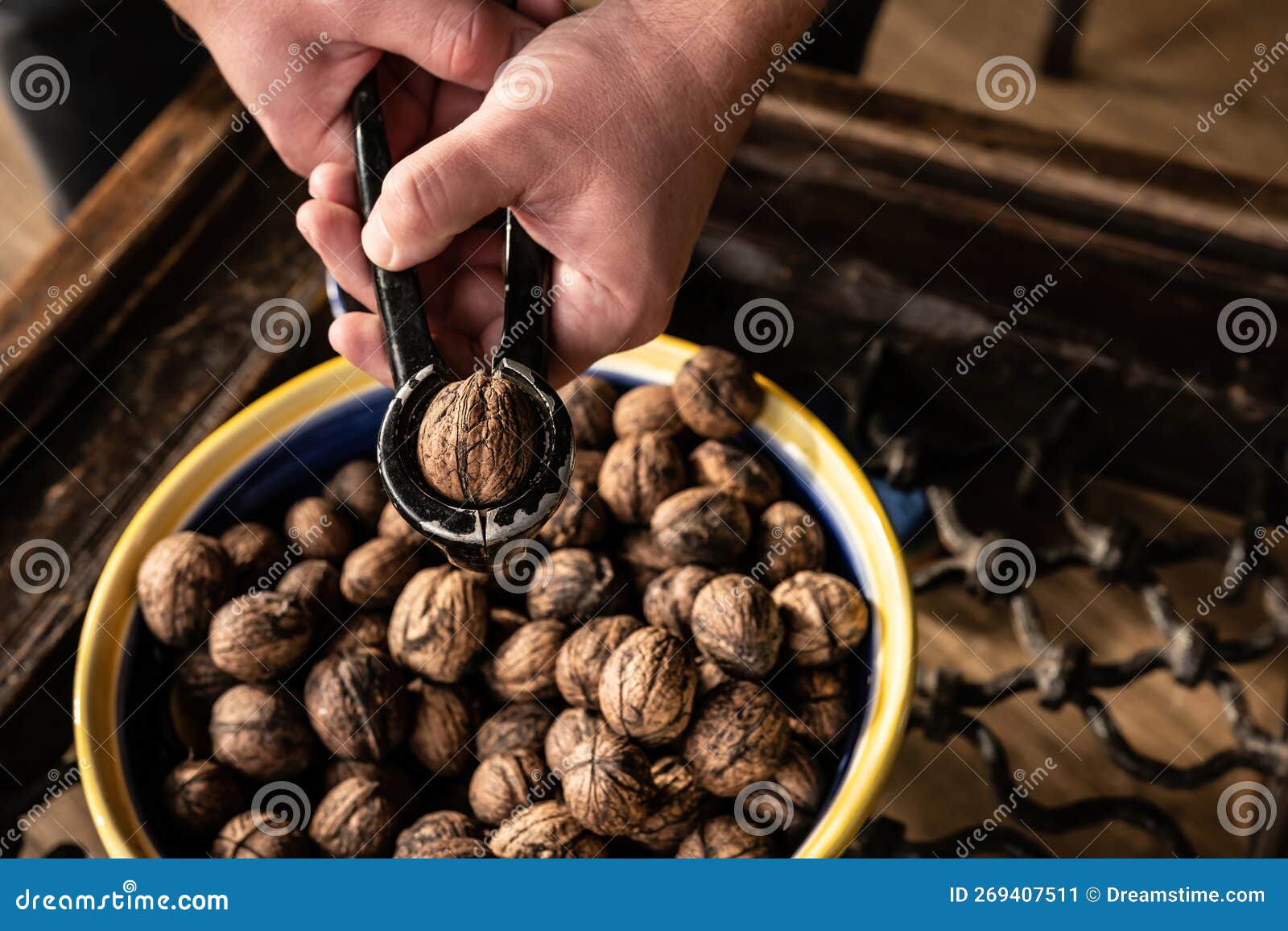 Walnuts and nutcracker stock image. Image of nutcracker - 269407511