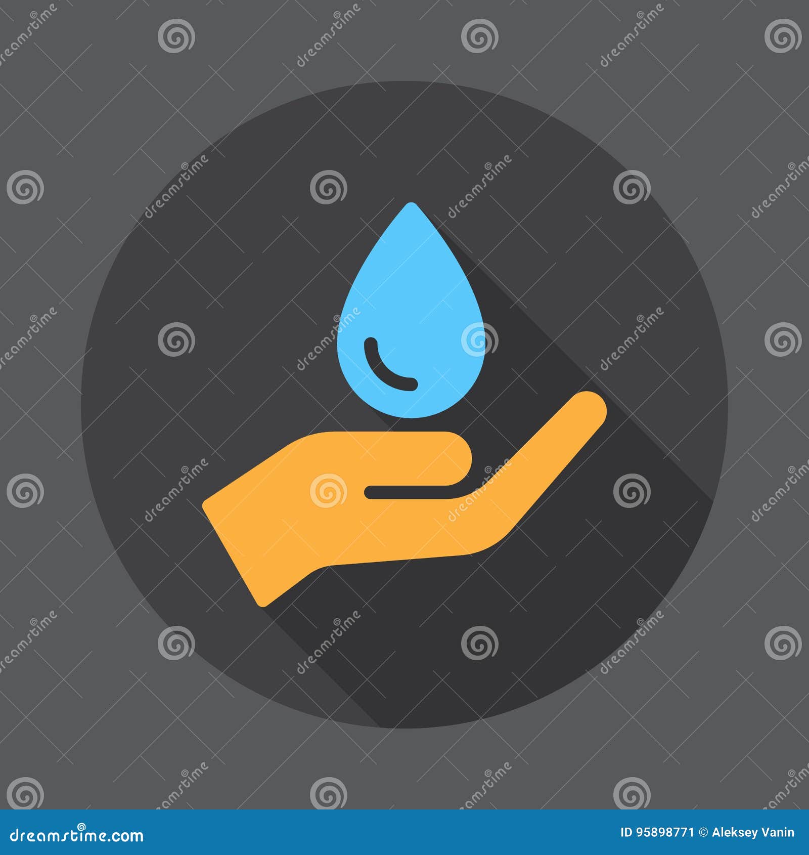 Hand Holding Water Drop Flat Icon. Round Colorful Button, Circular ...