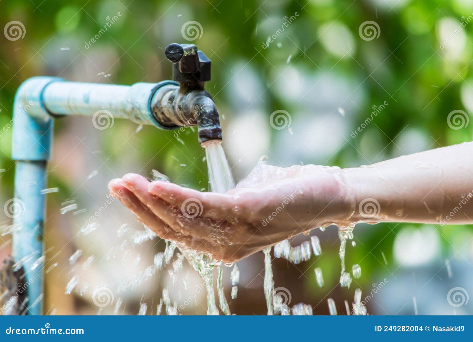 Hand Holding the Water Flow Stock Photo - Image of flowing, body: 249282004