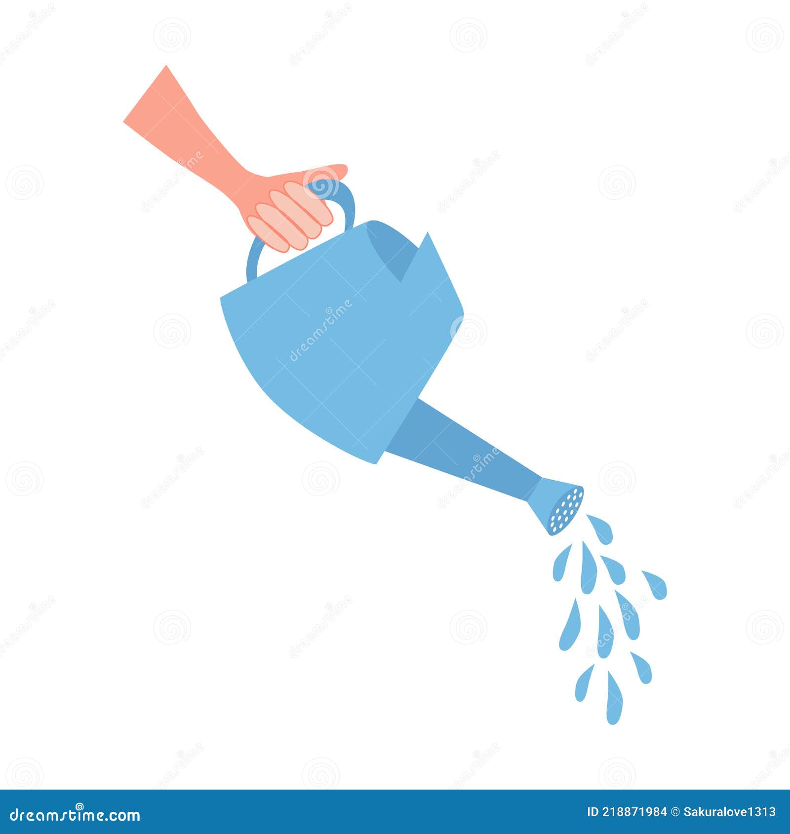 Hand Holding a Watering Can with Water, Business Concept Flat Design ...