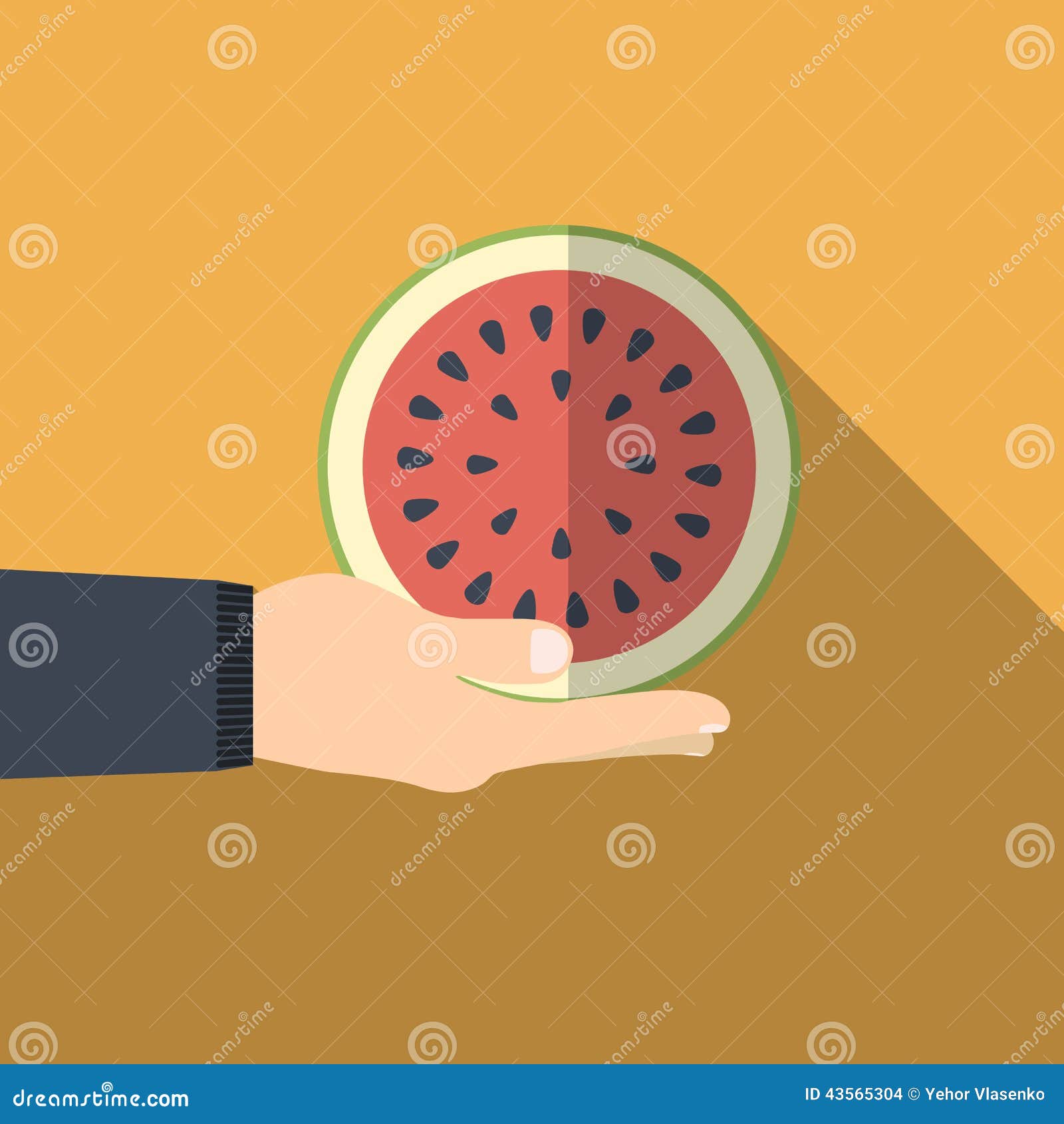 Hand Holding Watermelon in Flat Design on Background Stock Vector ...