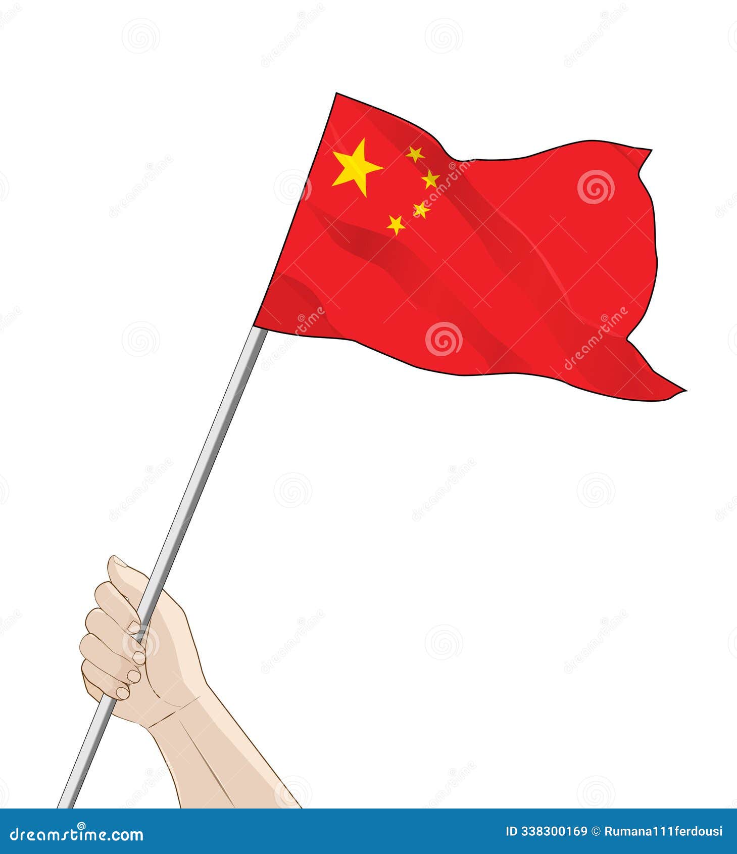 Hand Holding a Waving China Flag Stock Illustration - Illustration of ...