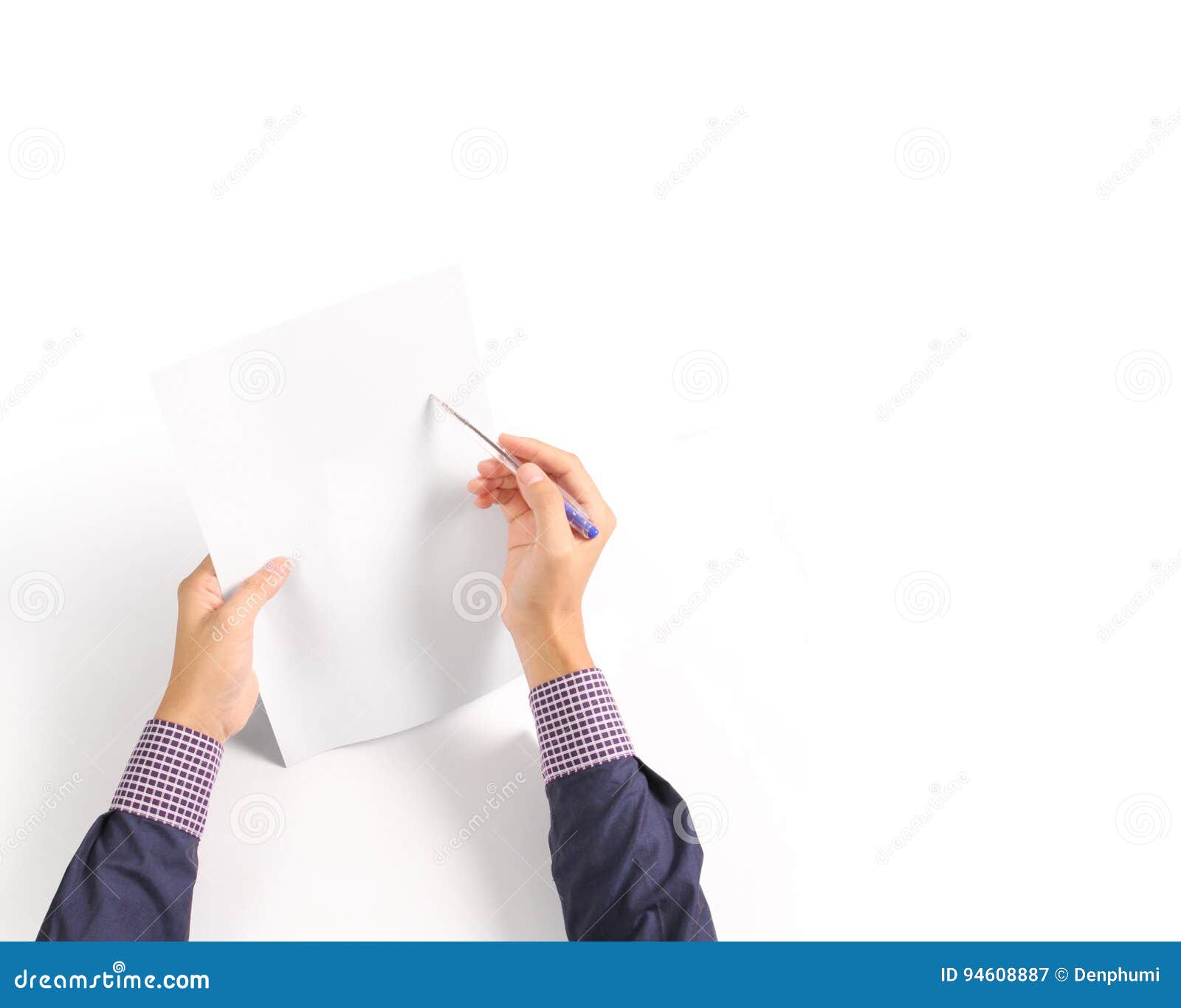 Hand Holding White Blank Paper Sheet Stock Image - Image of blank ...
