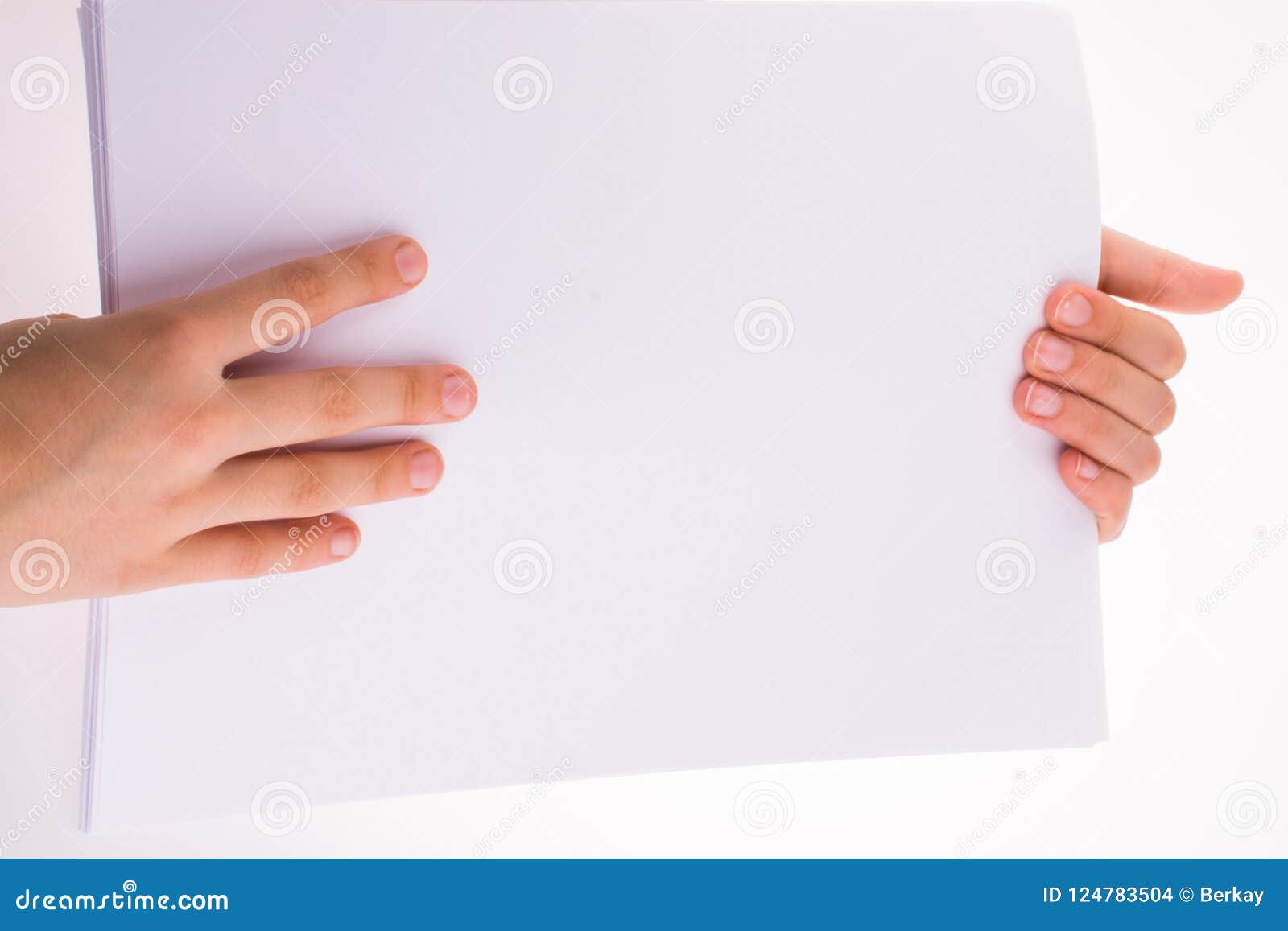 Hand Holding a White Blank Sheet of Paper Stock Photo - Image of hand ...