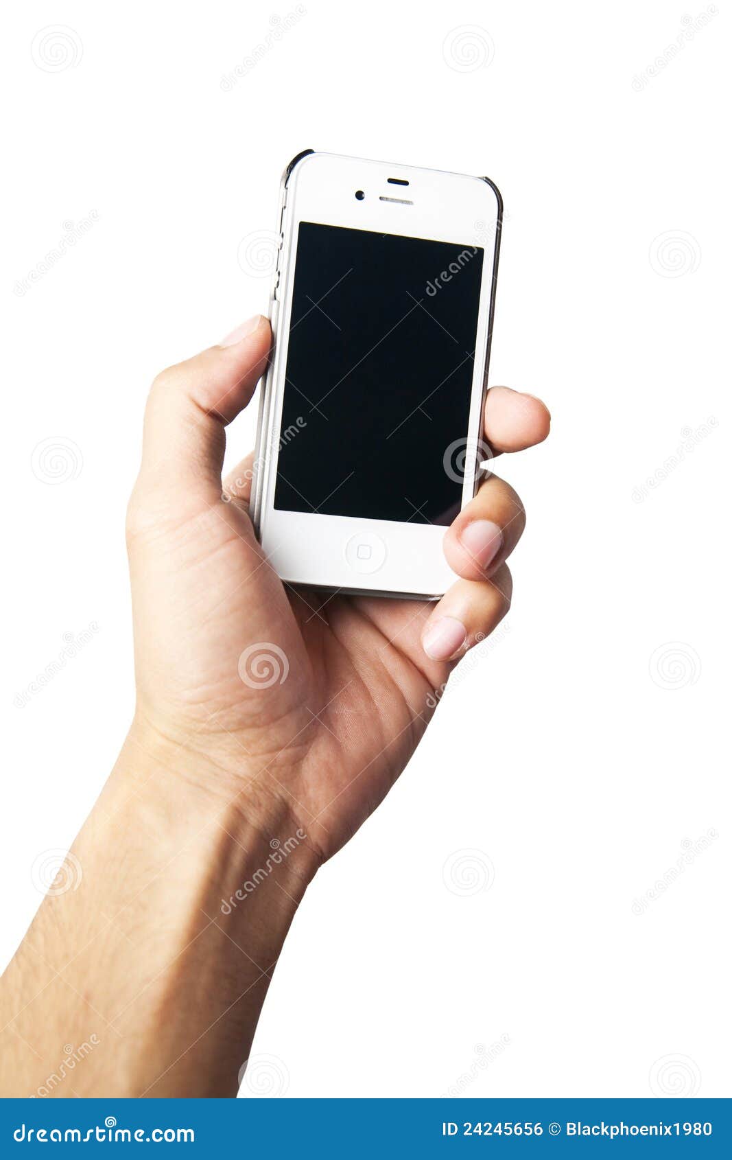 Hand Holding White Cell Phone Stock Photo - Image of hand, connection ...