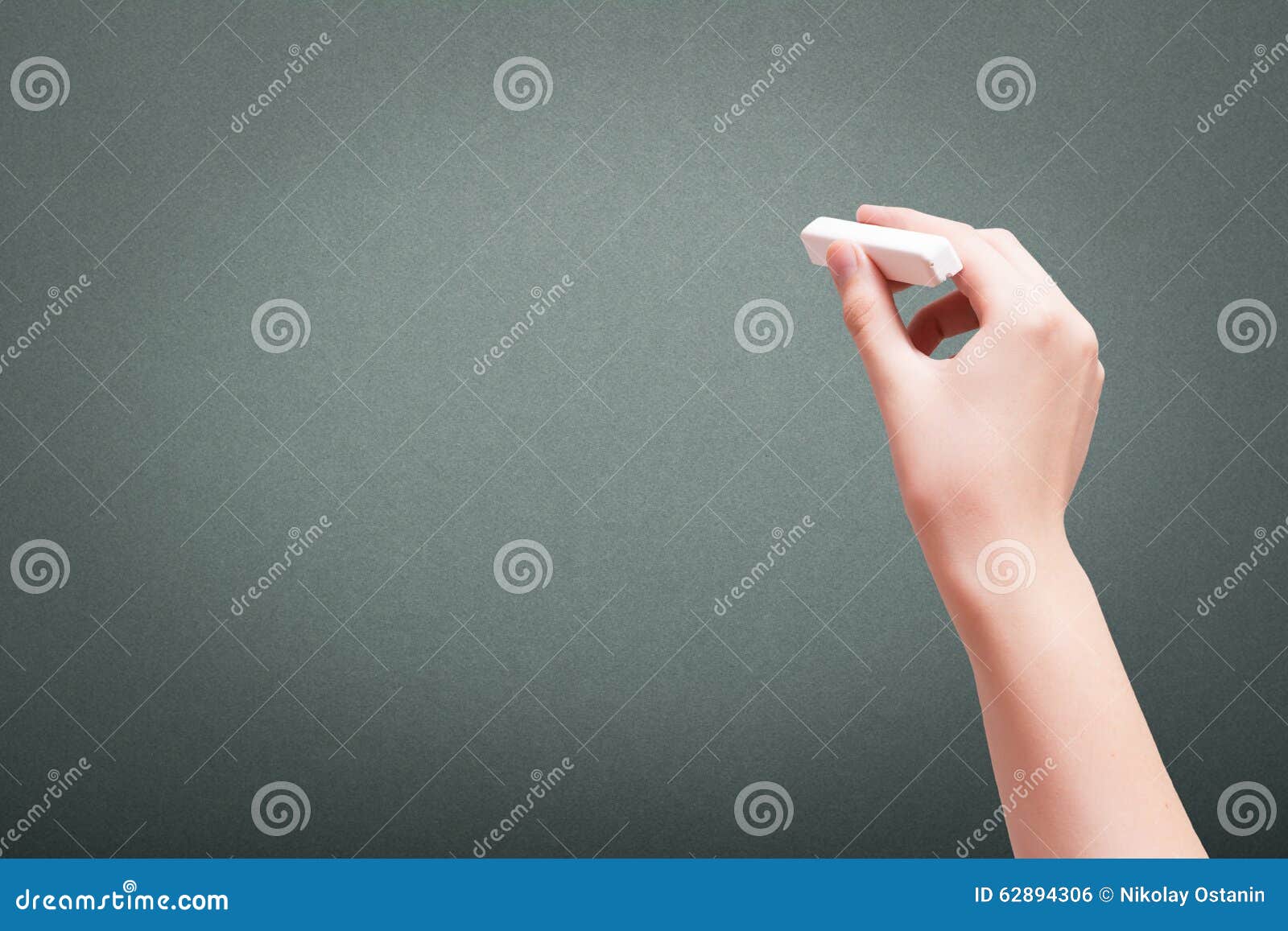 Hand Holding White Chalk and Starting To Write Stock Photo - Image of ...