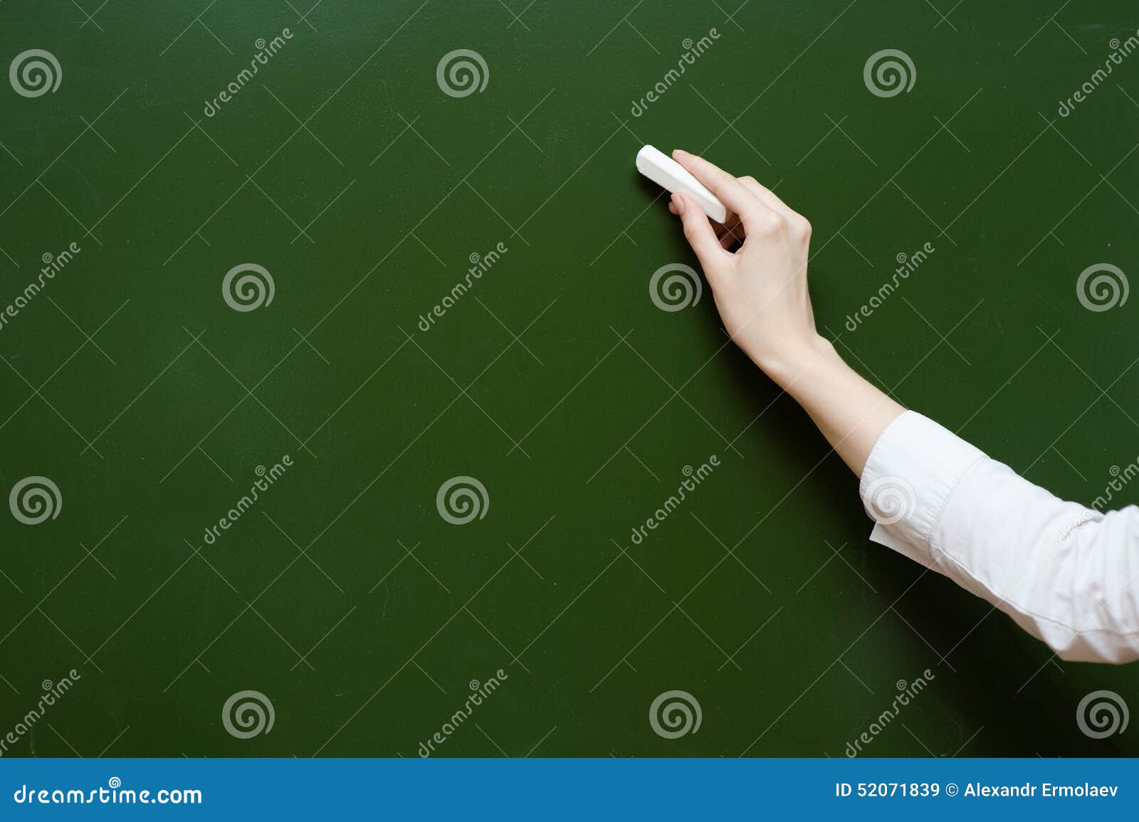 Hand Holding a White Chalk about To Write Stock Image - Image of ...