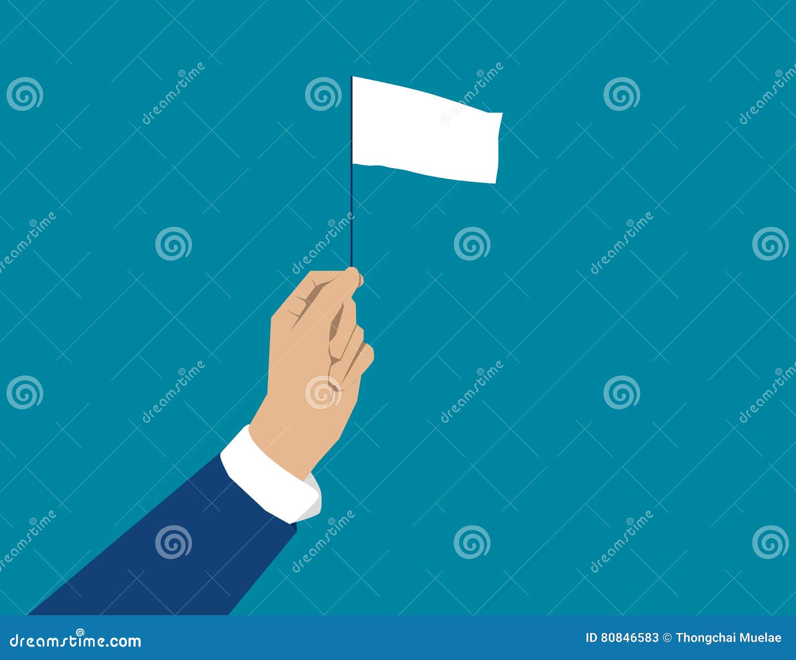 Hand Holding White Flag. Concept Business Illustration Stock Vector ...