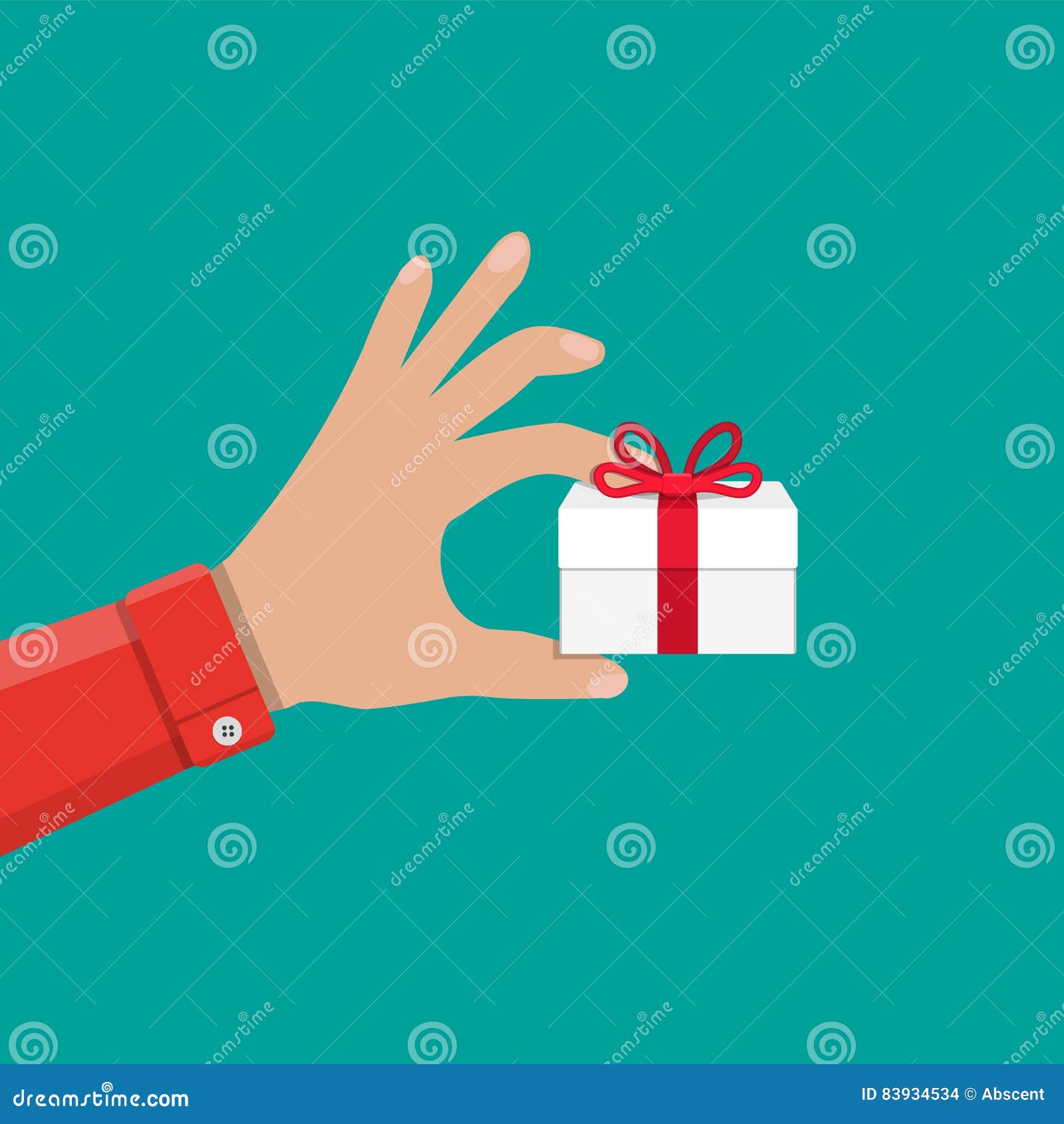 Hand Holding White Gift Box with Red Bow Stock Vector - Illustration of ...