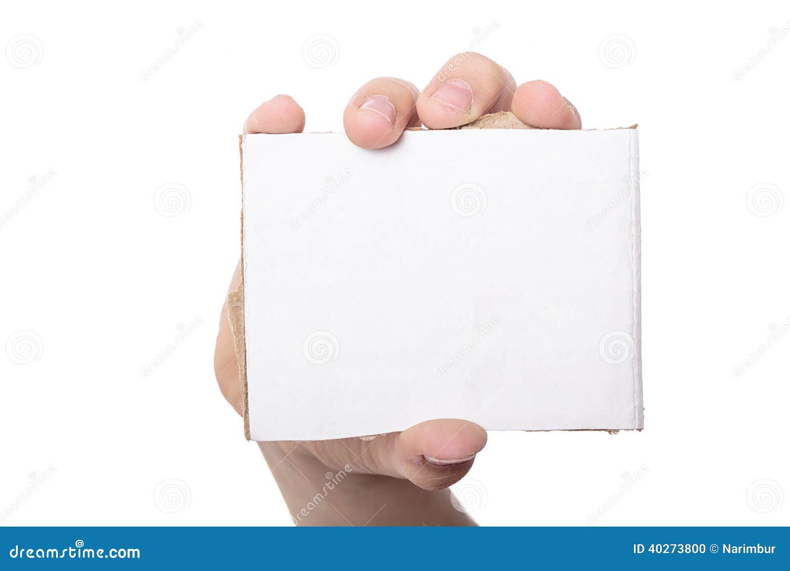 Hand Holding a White Piece of Cardboard Stock Photo - Image of grunge ...