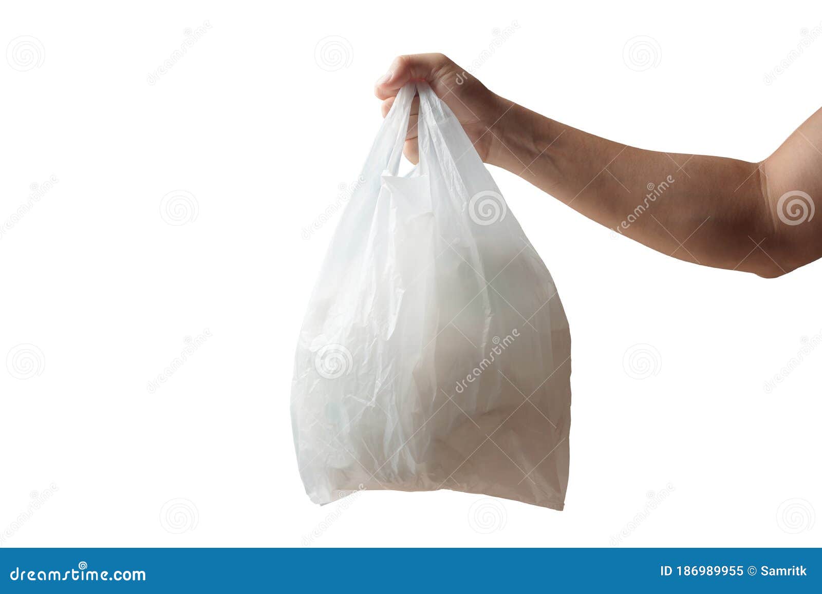 Hand Holding Plastic Bag of Garbage Isolated on White Background Stock ...