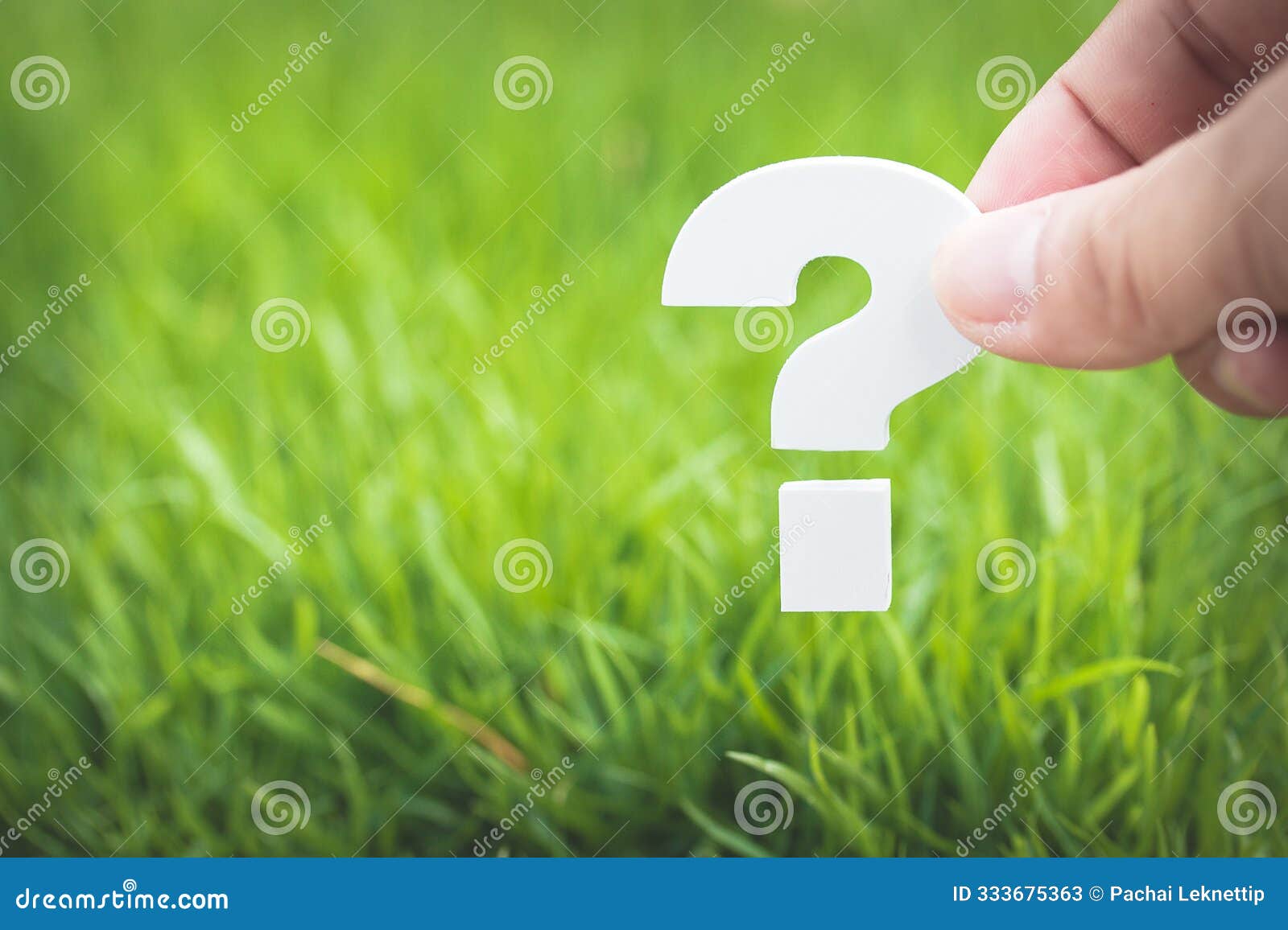 Hand Holding a White Question Mark Above Green Grass Symbolizing ...
