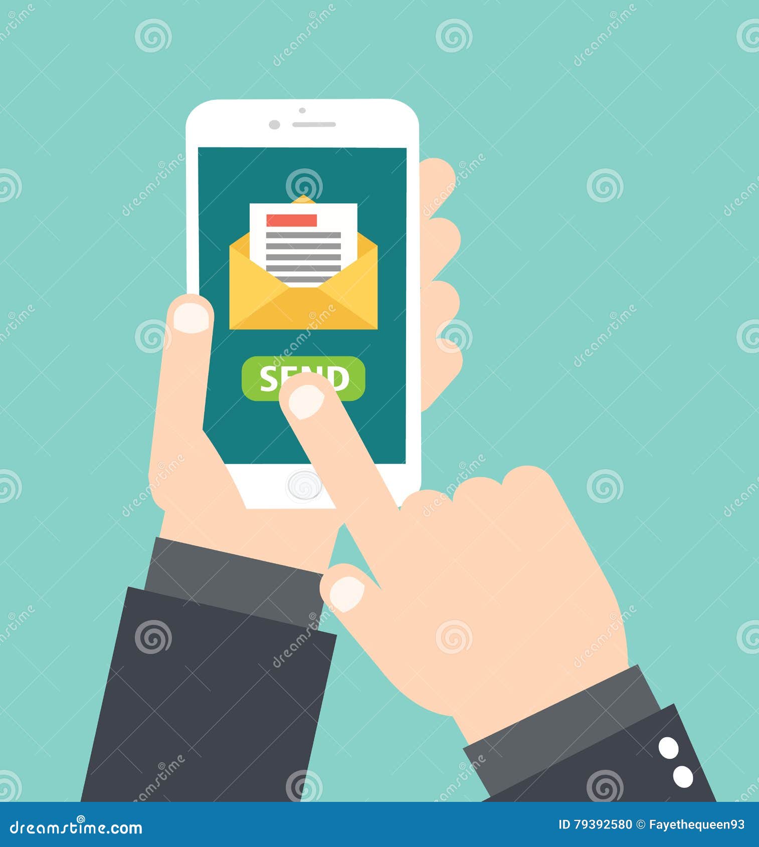 Hand Holding White Smartphone - Touch Send Email Message - Stock Vector ...