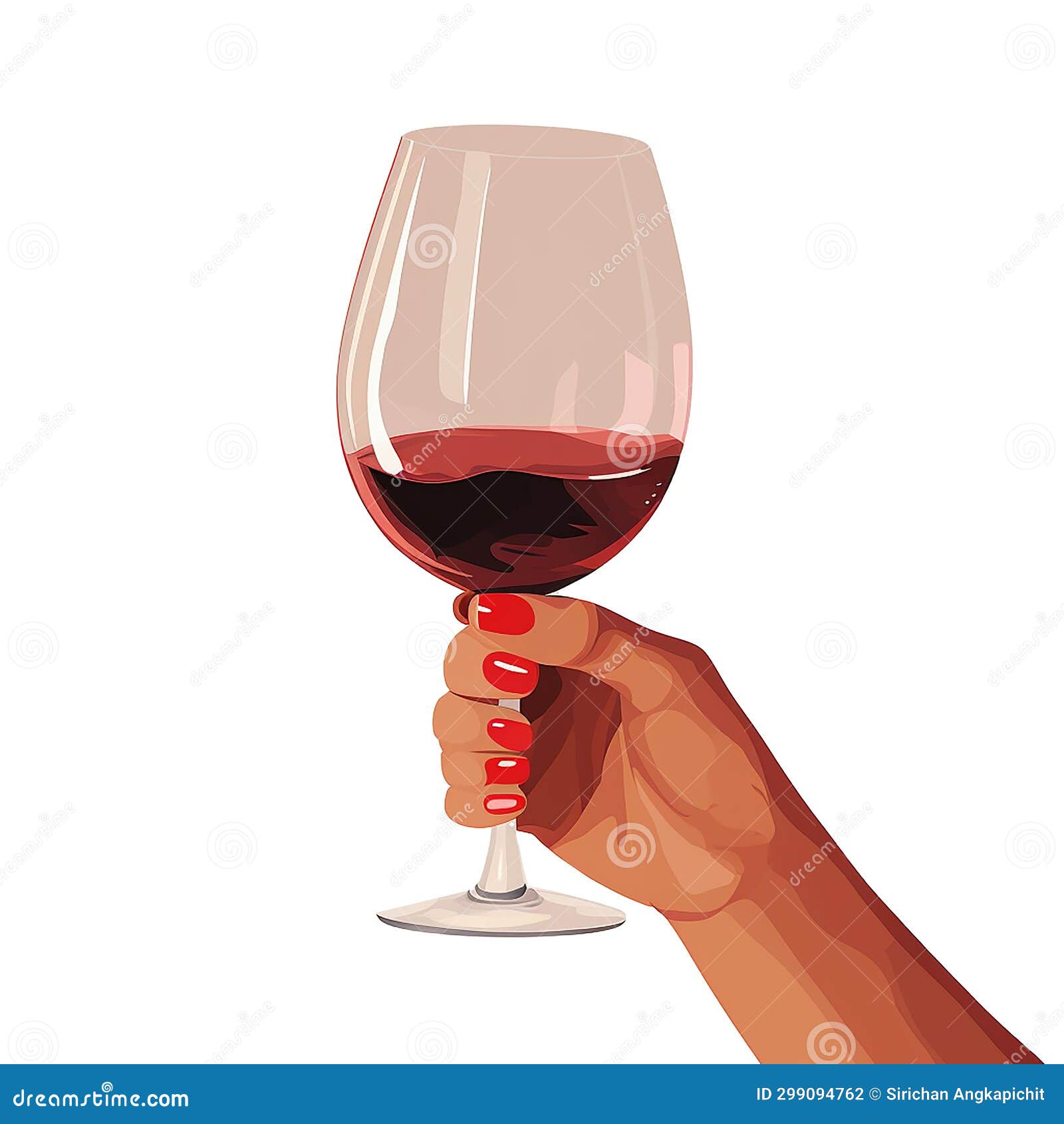 Hand Holding Wine Glass Flat Style Illustration Stock Illustration ...