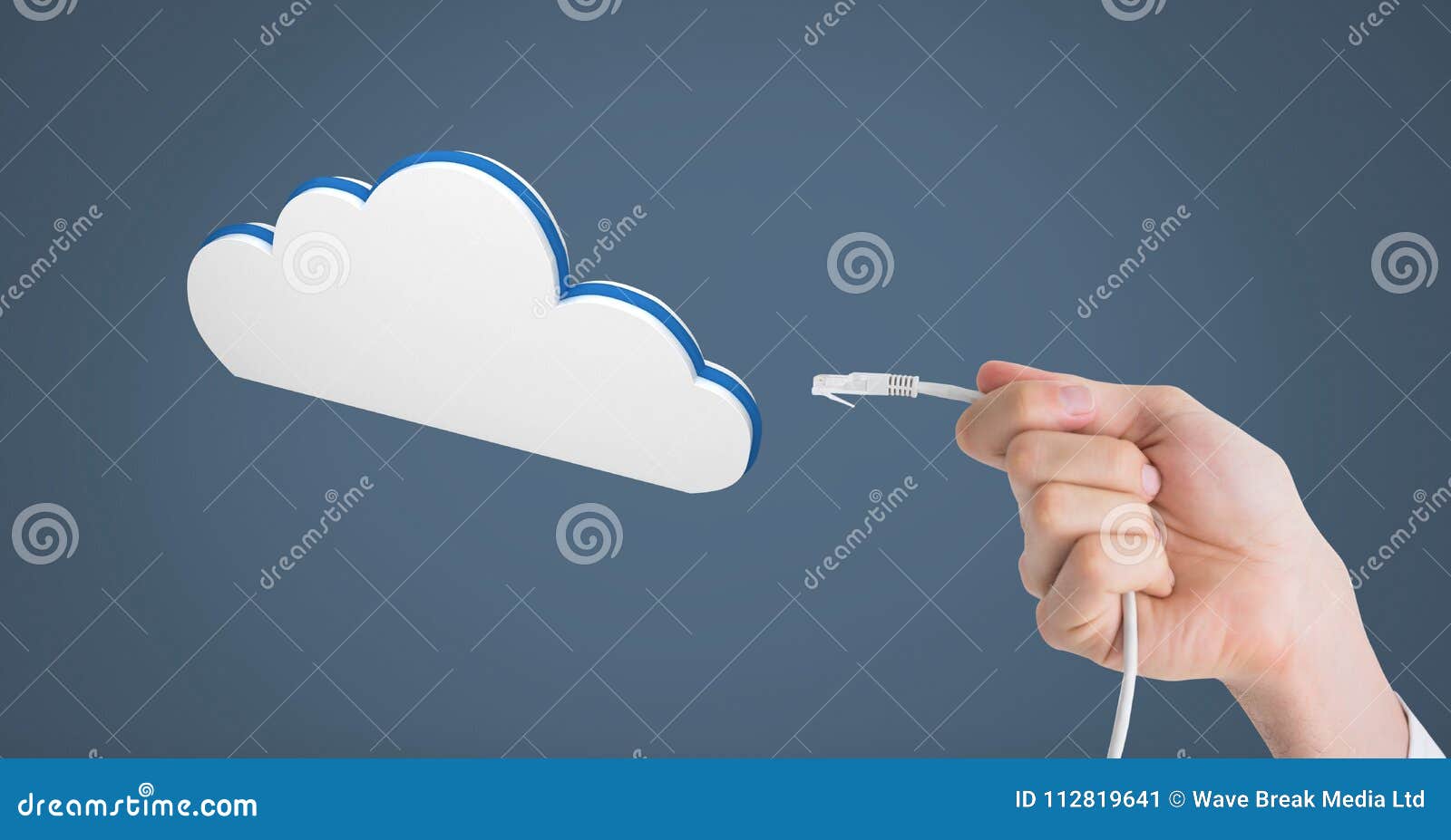 Hand Holding Wire Connection with Cloud Stock Image - Image of career ...
