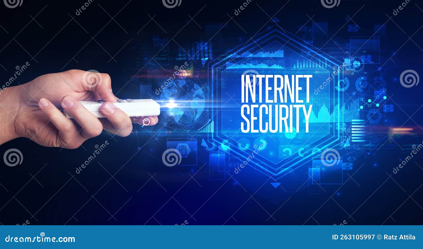 Hand Holding Wireless Peripheral, Cyber Security Concept Stock Image ...