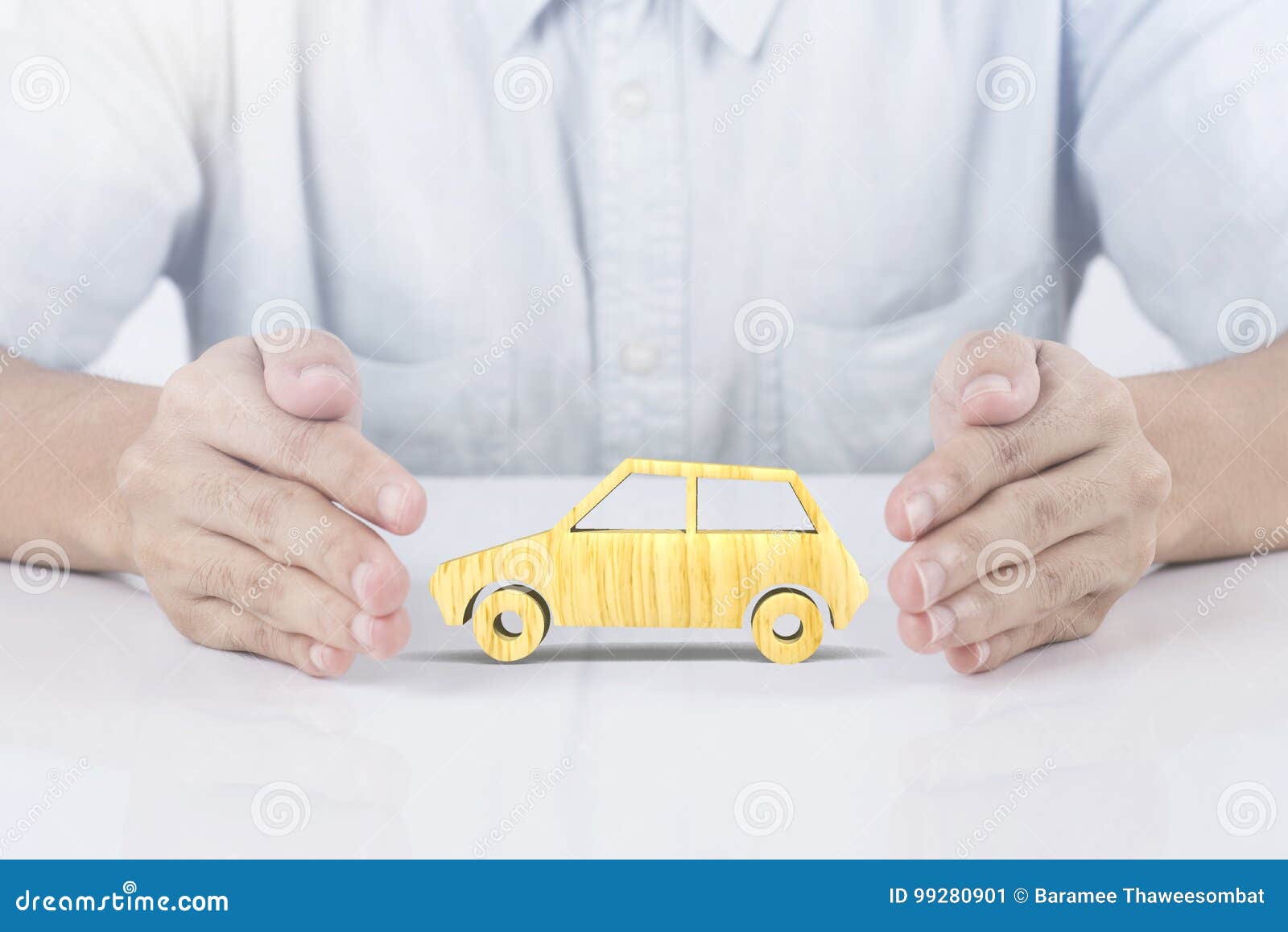 Hand Holding Wood Car Insurance. Concept Accident Prevention Stock ...