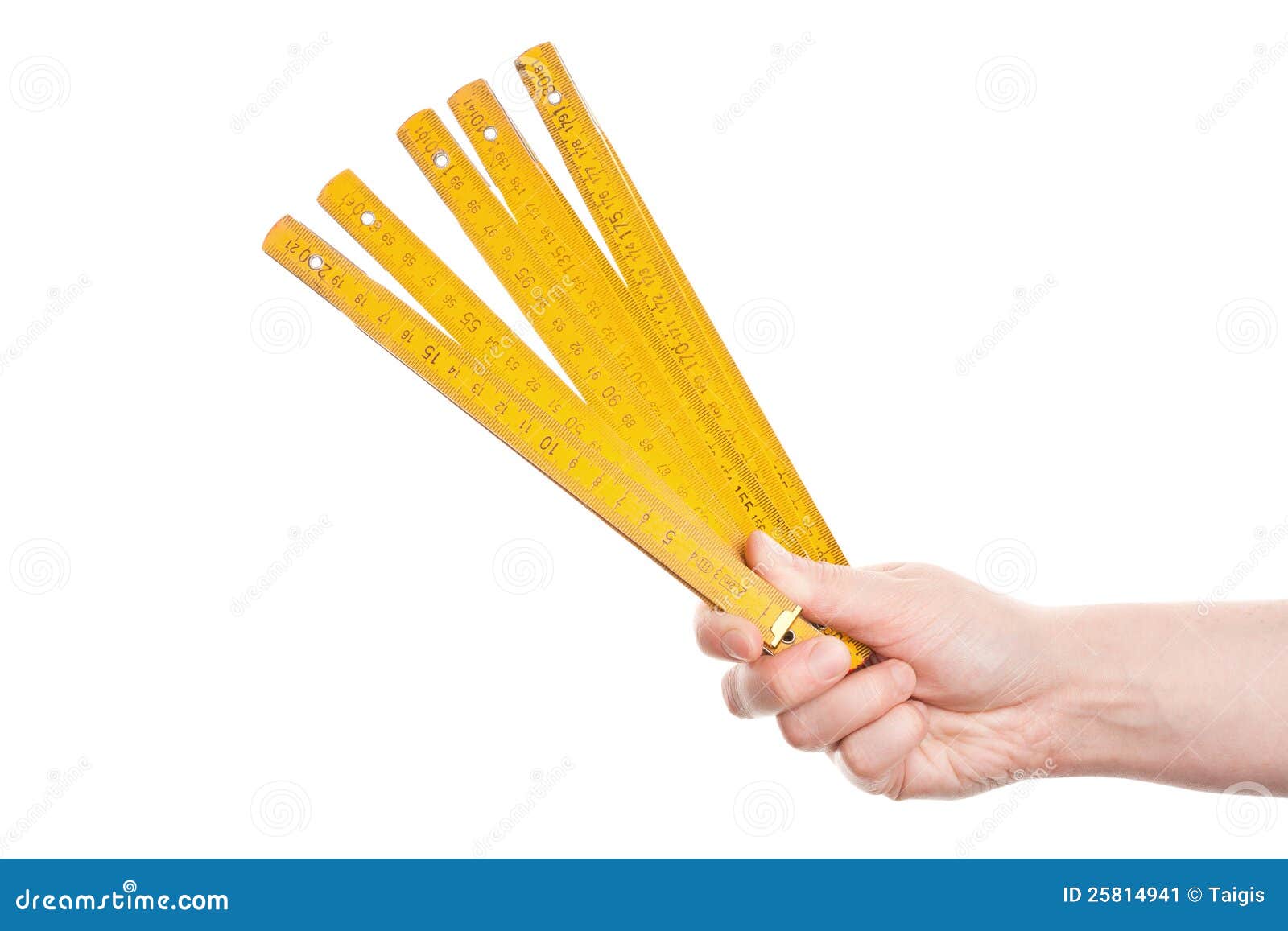 Hand Holding Wooden Folding Ruler Stock Image - Image of female, metric ...