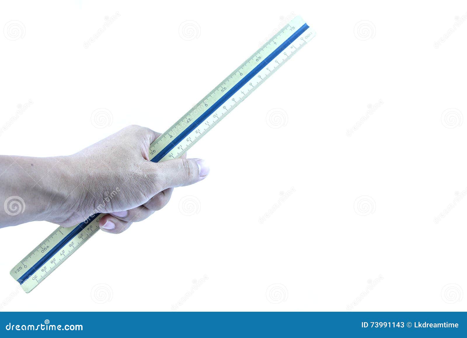 Hand Holding Wooden Scale Ruler. Stock Image - Image of length ...