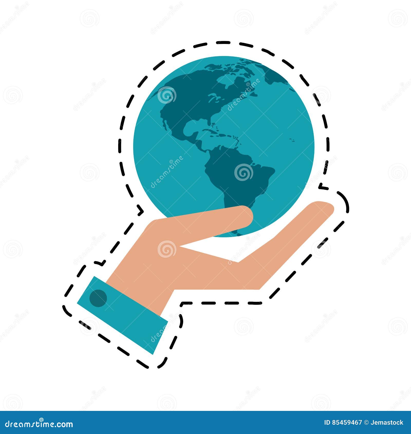 Hand Holding World Concept Communication Cut Line Stock Vector ...