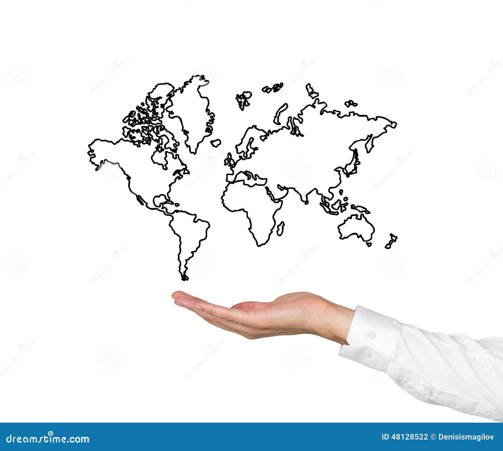 Hand holding world map stock photo. Image of room, interior - 48128522