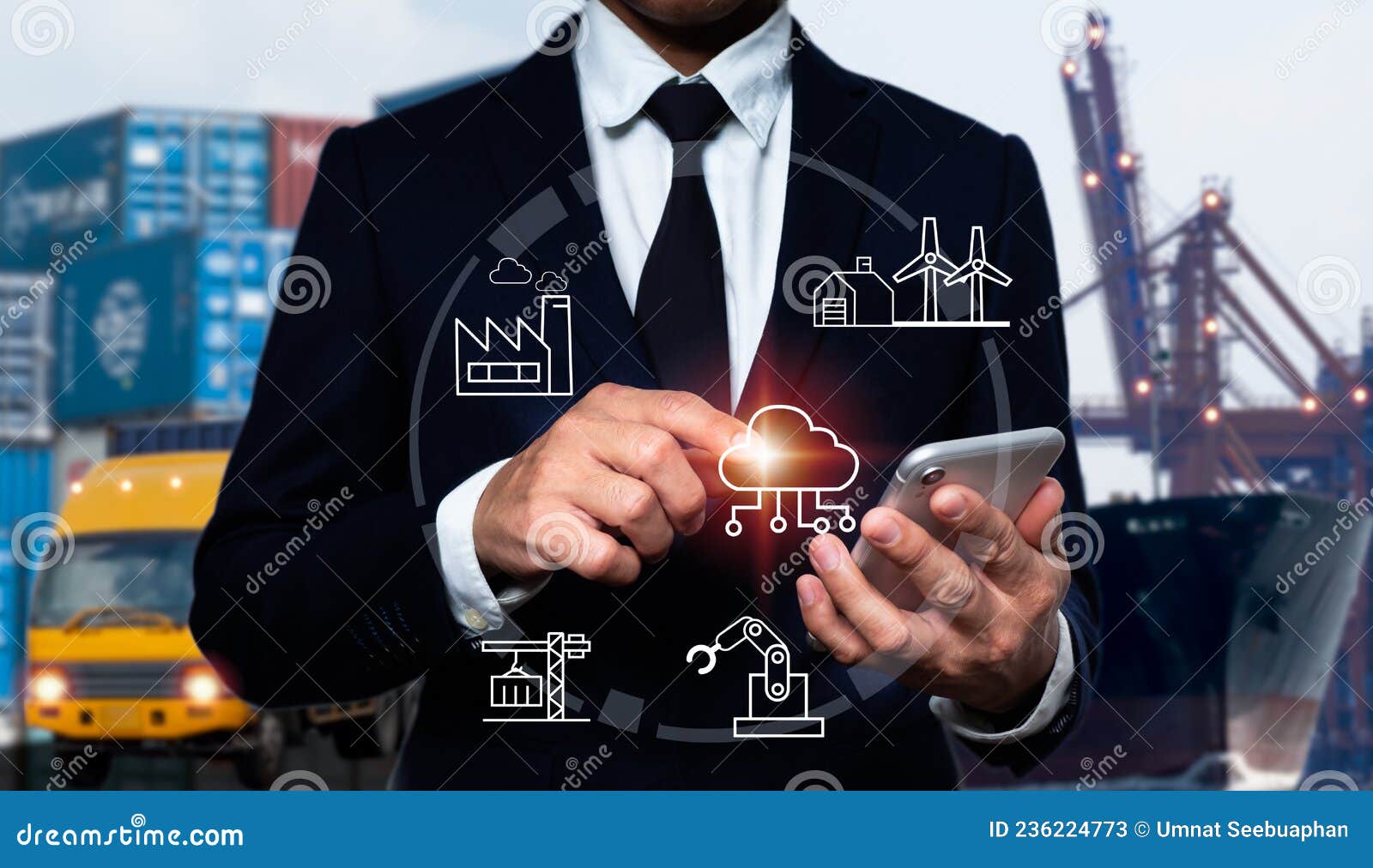 Hand Holding Worldwide Network Connection of Logistics and Cargo ...