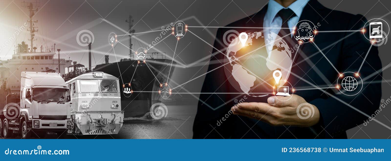 Hand Holding Worldwide Network Connection of Logistics and Cargo ...