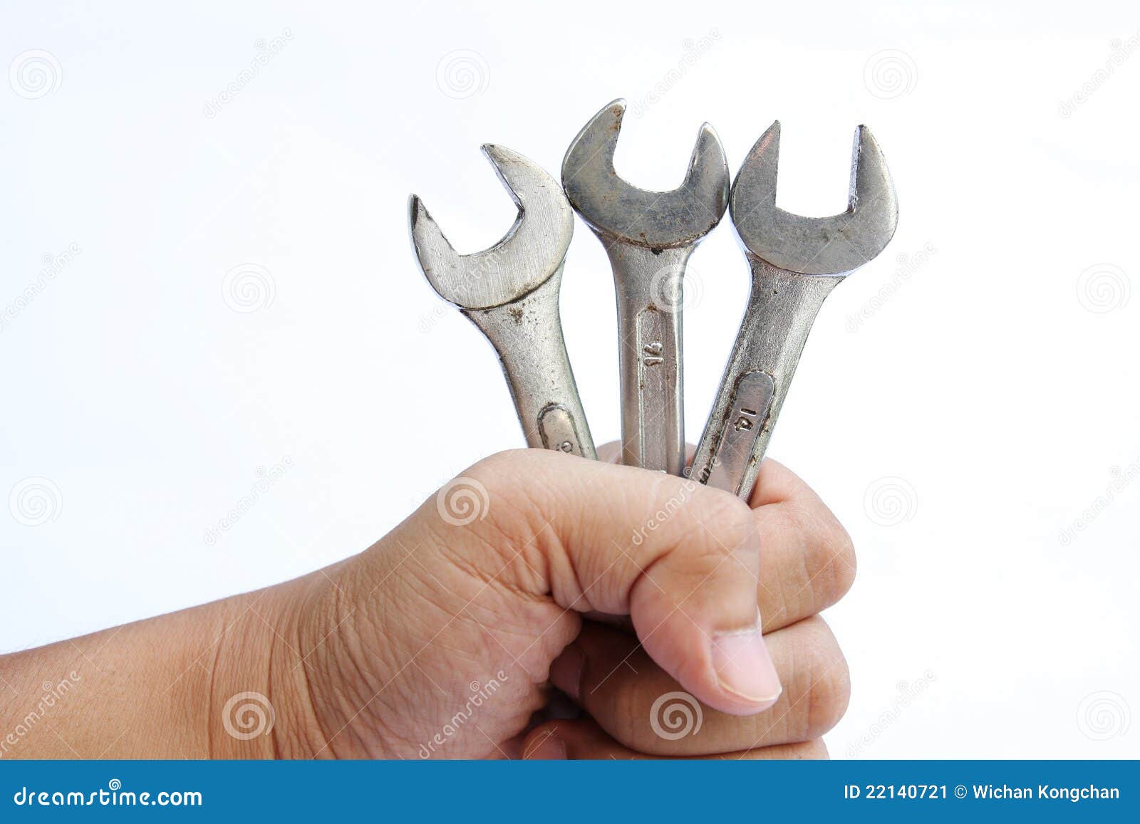 Hand holding wrench stock image. Image of working, silver - 22140721