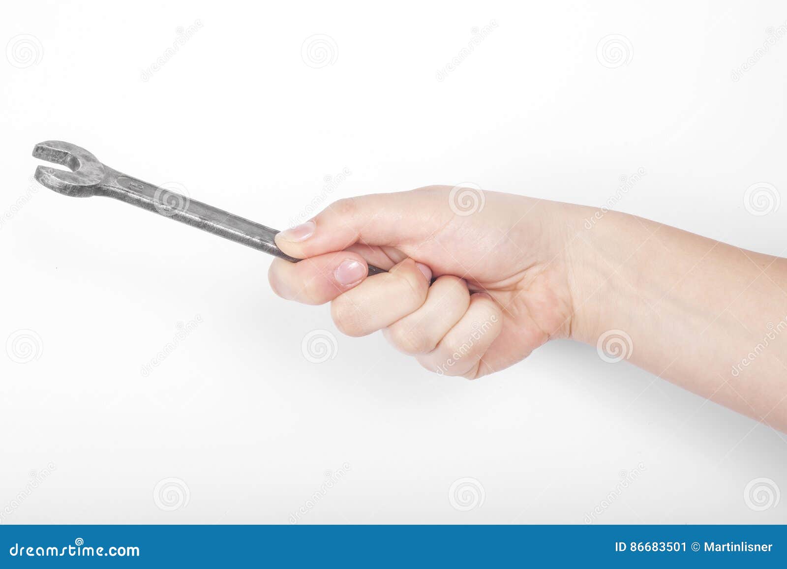 Hand Holding Wrench Isolated on White Background Stock Image - Image of ...