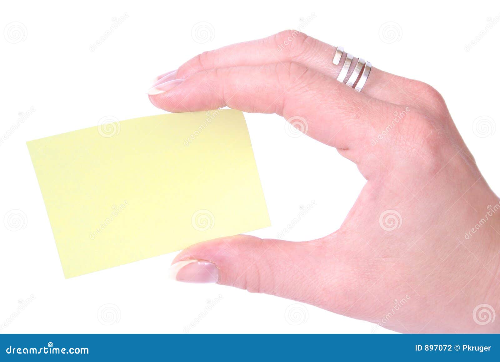 Hand Holding a Yellow Blank Notecard Stock Photo - Image of empty, girl ...