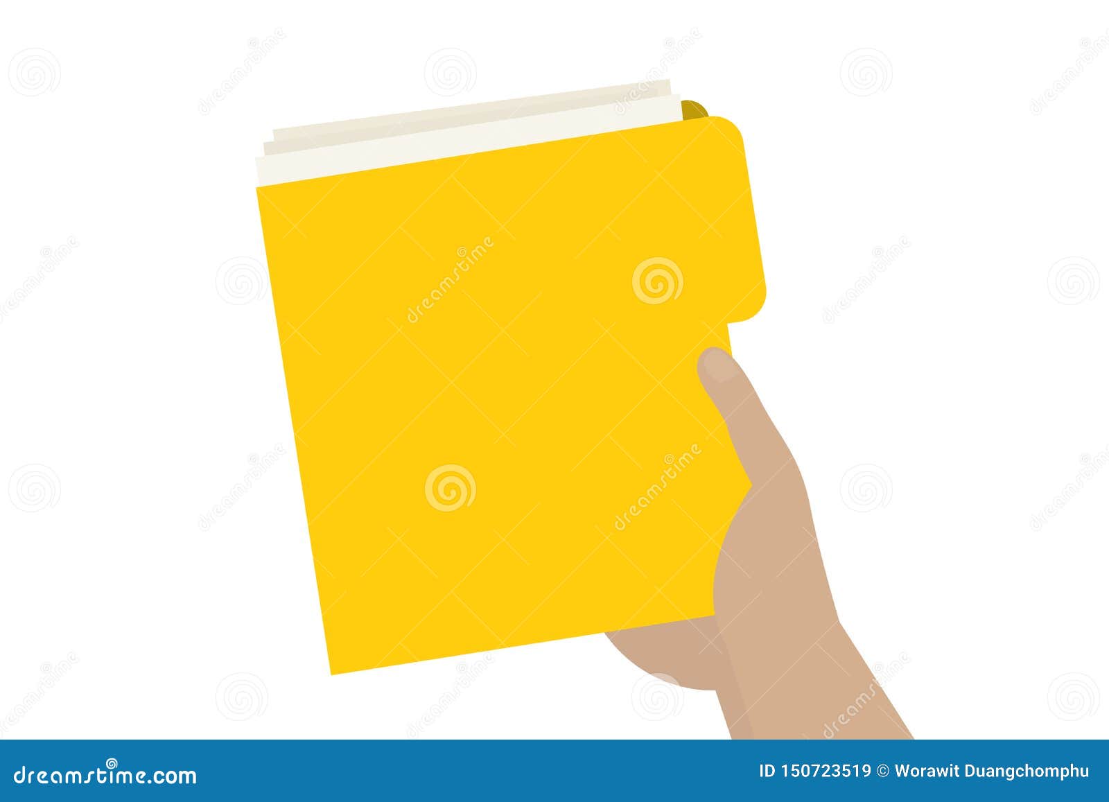 Hand Holding a Yellow Document Folder Stock Vector - Illustration of ...