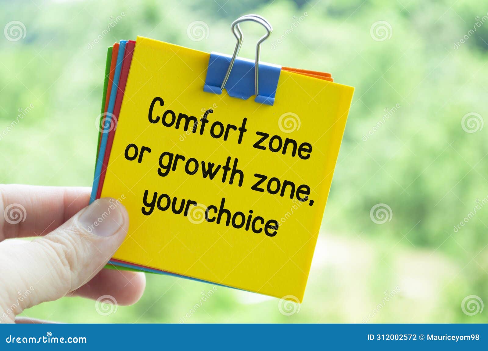 Hand Holding Yellow Note Pad with Text about Comfort Zone and Growth ...