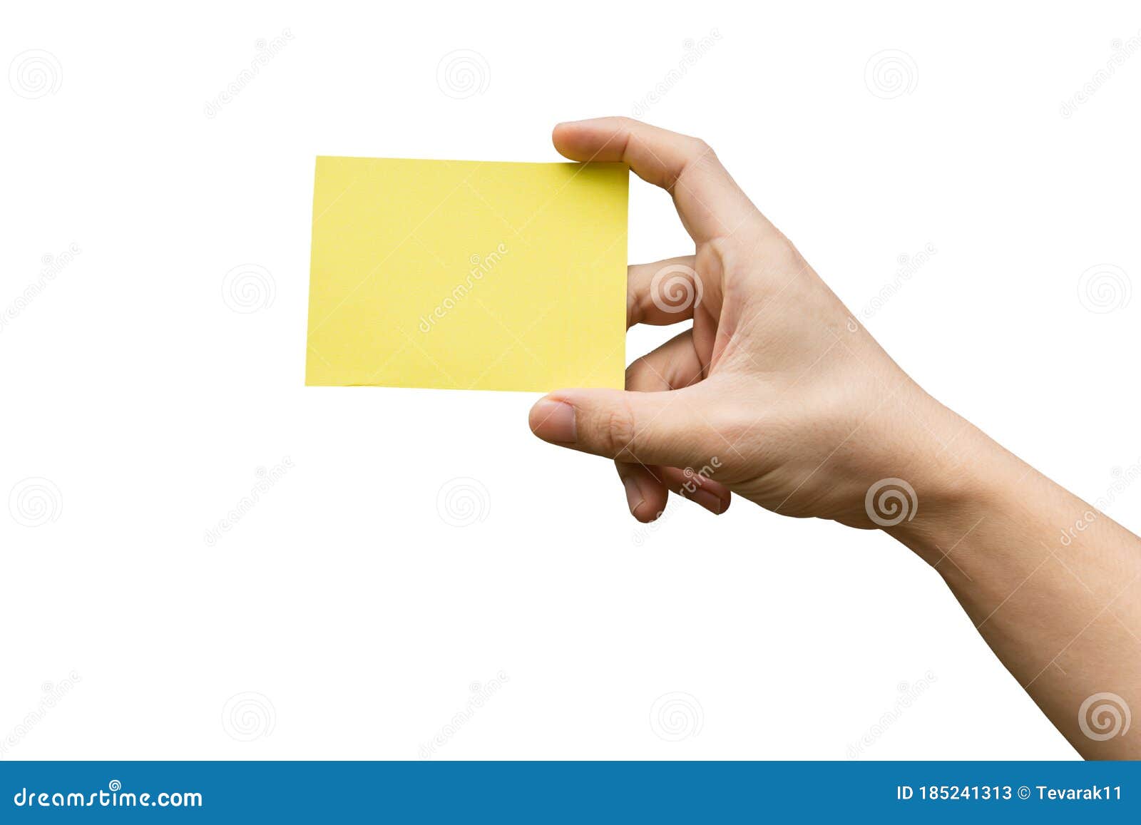 Hand Holding Yellow Paper Isolated on White with Clipping Path Stock ...