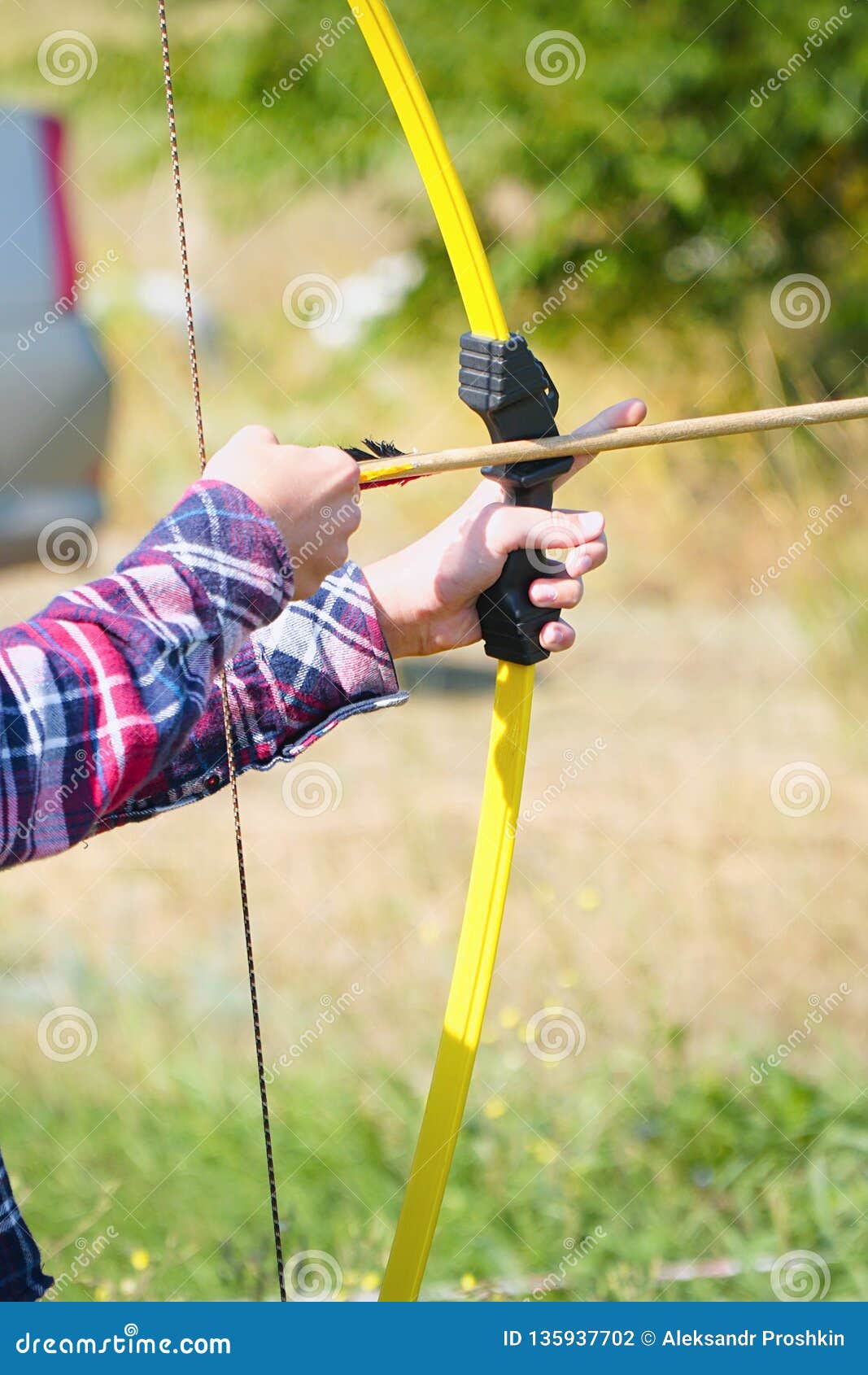 Hand Holds Archery and Arrow Stock Photo - Image of concentration ...