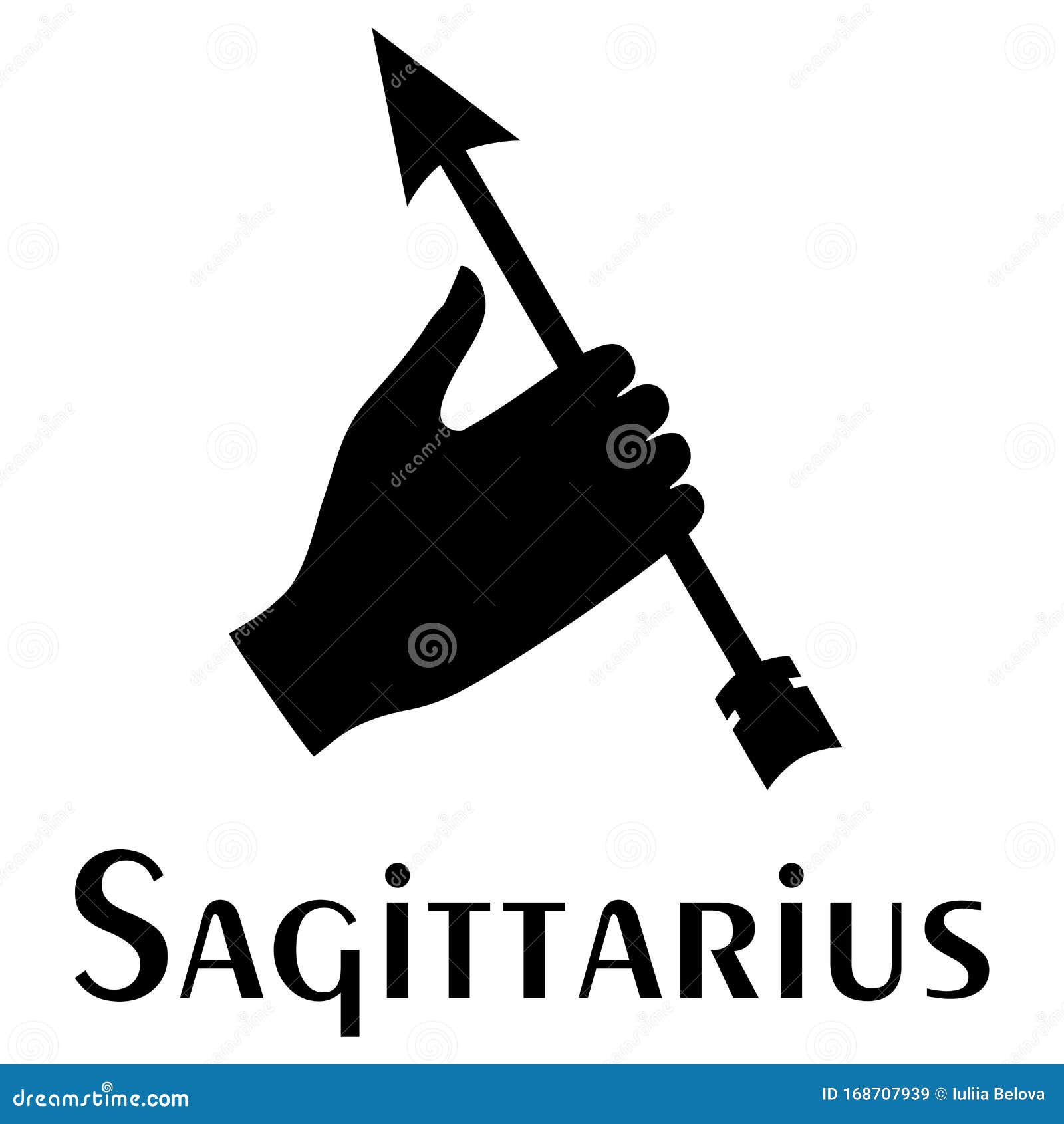 Hand Holds Arrow, Sign Of Sagittarius. Logo. Silhouette Image Royalty ...