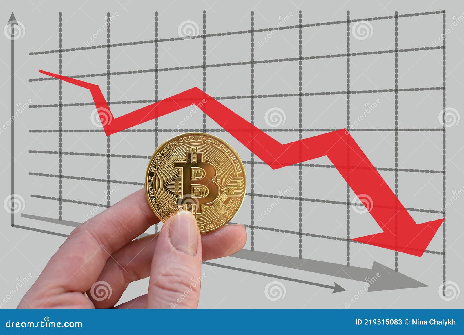 Falling Graph In The Form Of Gold Coins On A Black Background. Stock ...