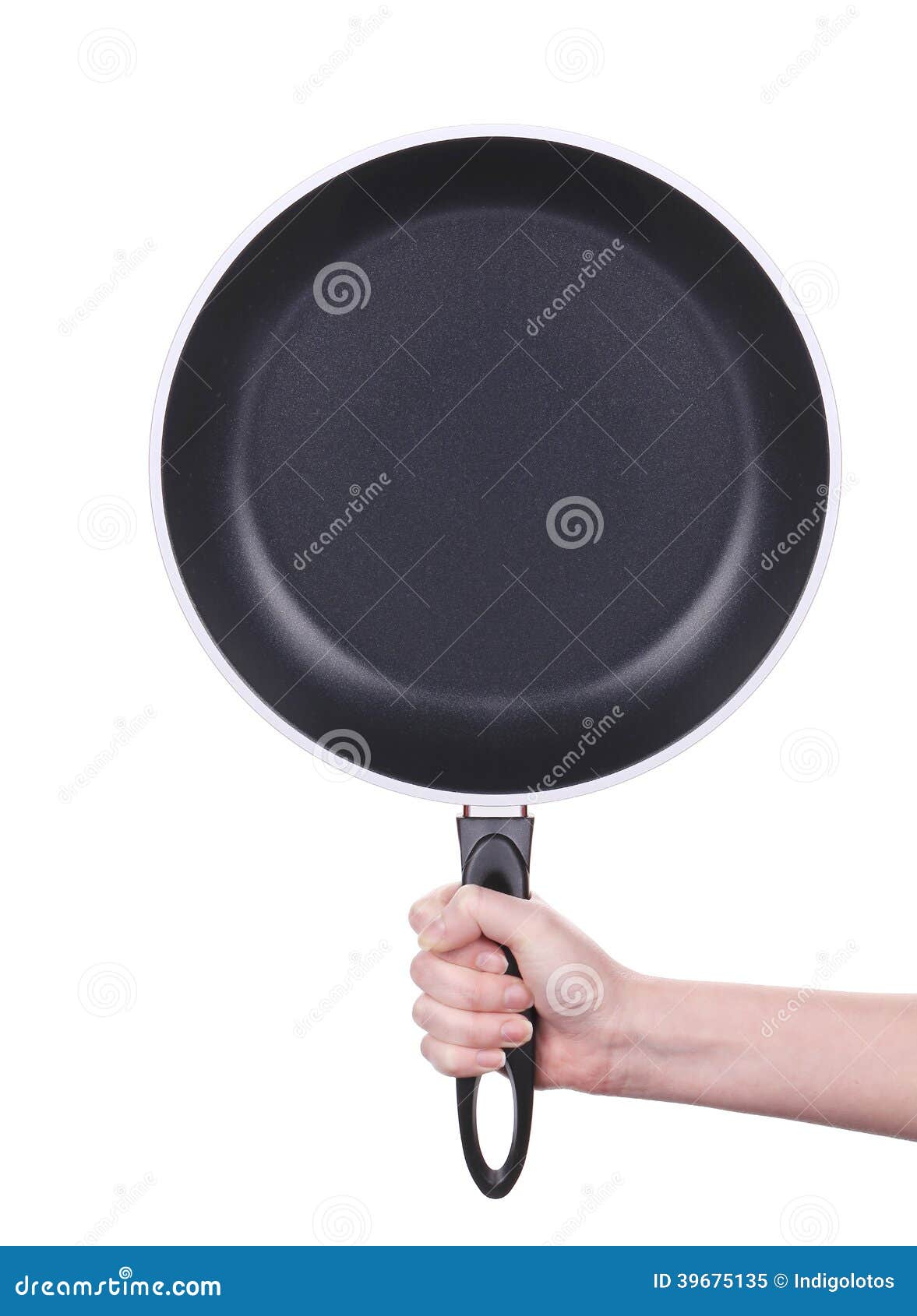 Hand Holds a Black Frying Pan Stock Image - Image of home, heat: 39675135