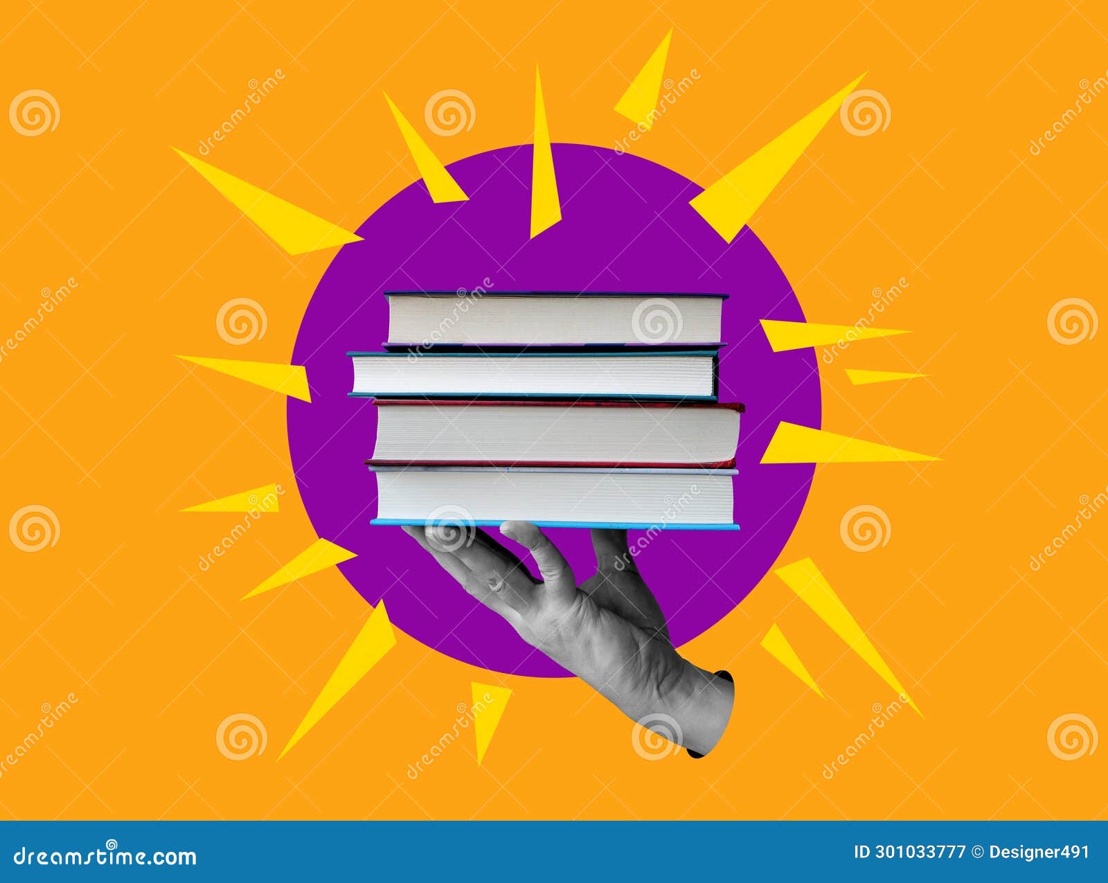 Hand Holds Books. Collage about Knowledge, Information and Learning ...