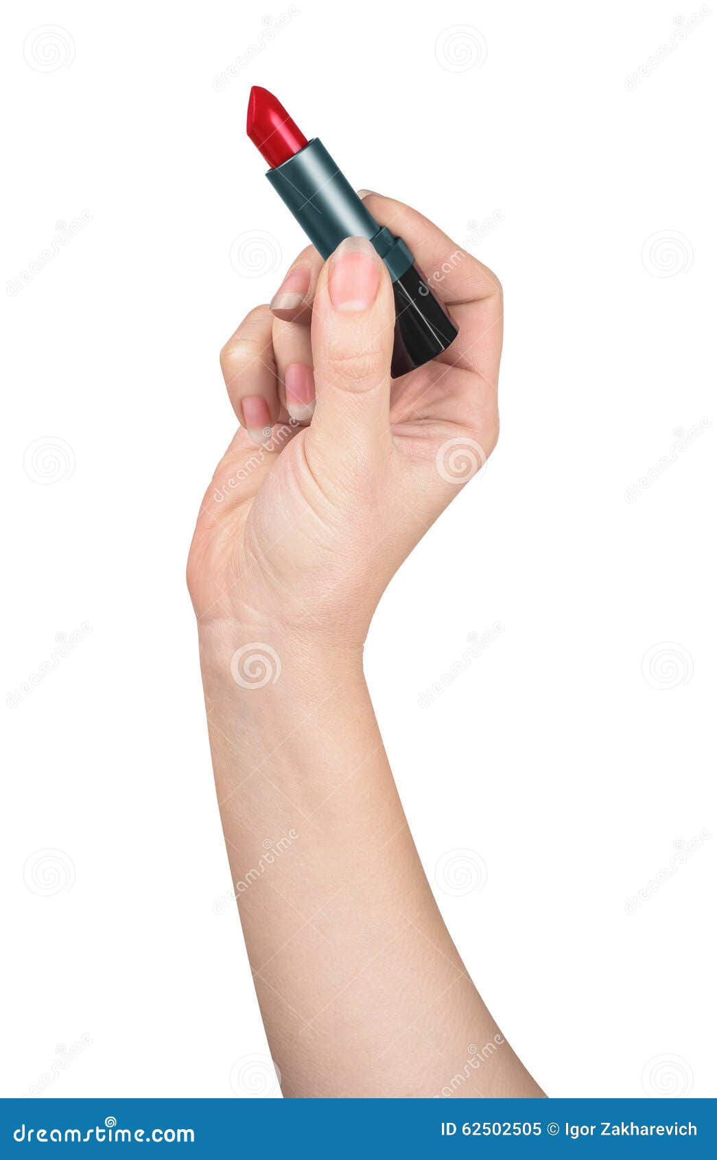 The Hand Holds a Bright Red Lipstick Stock Image - Image of hold, hair ...