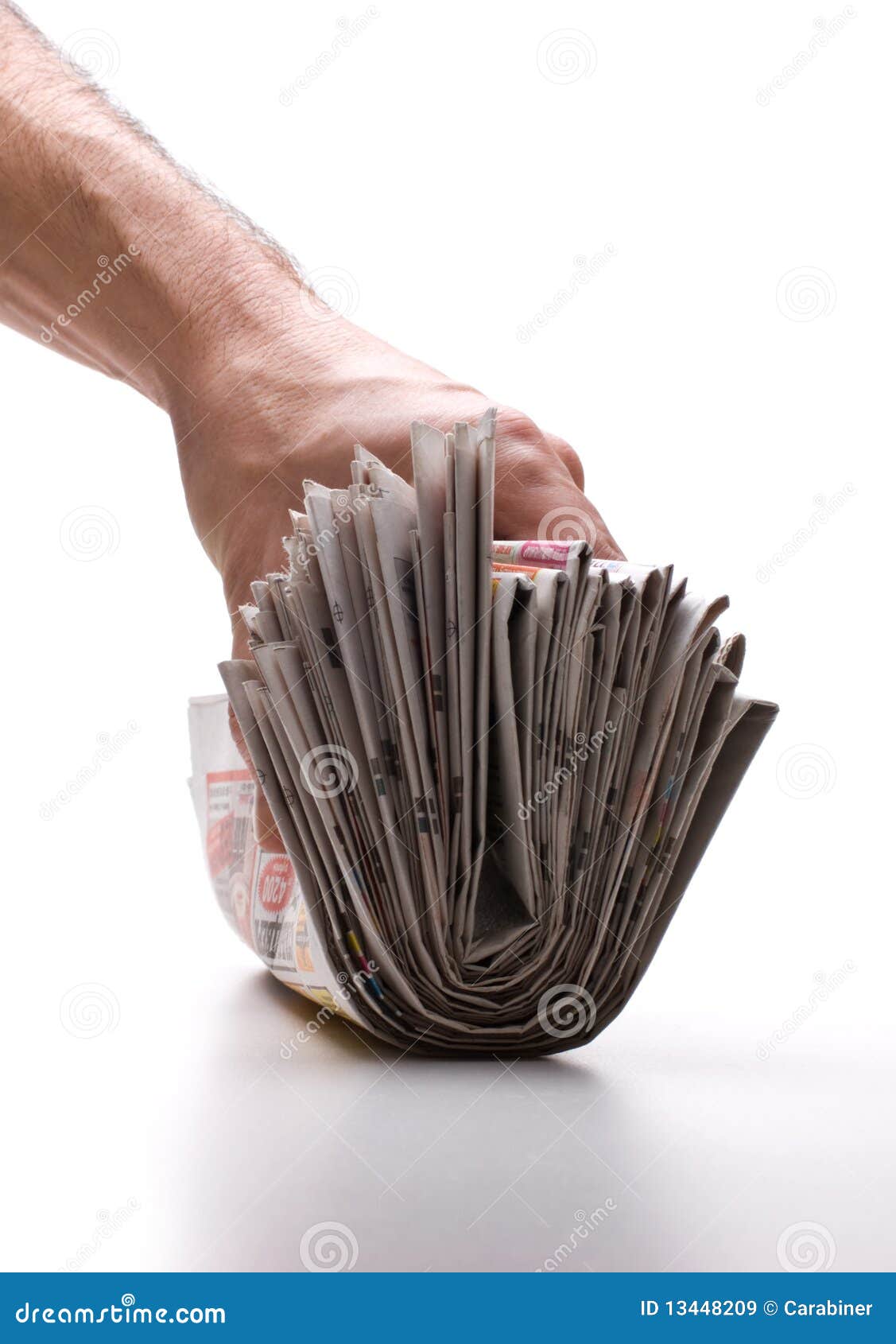Hand Holds a Bundle of Newspapers Stock Image - Image of adult, hand ...