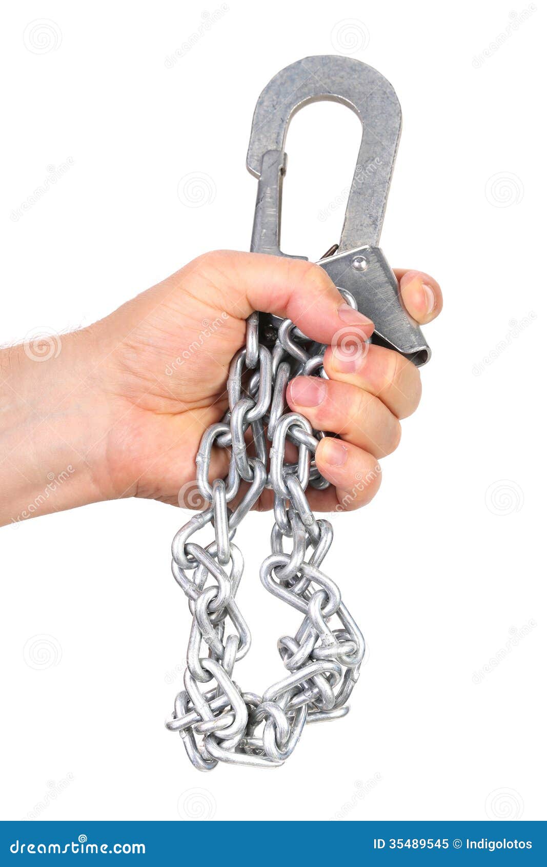 Hand Holds Carbine on Chain. Stock Image - Image of closeup, industrial ...