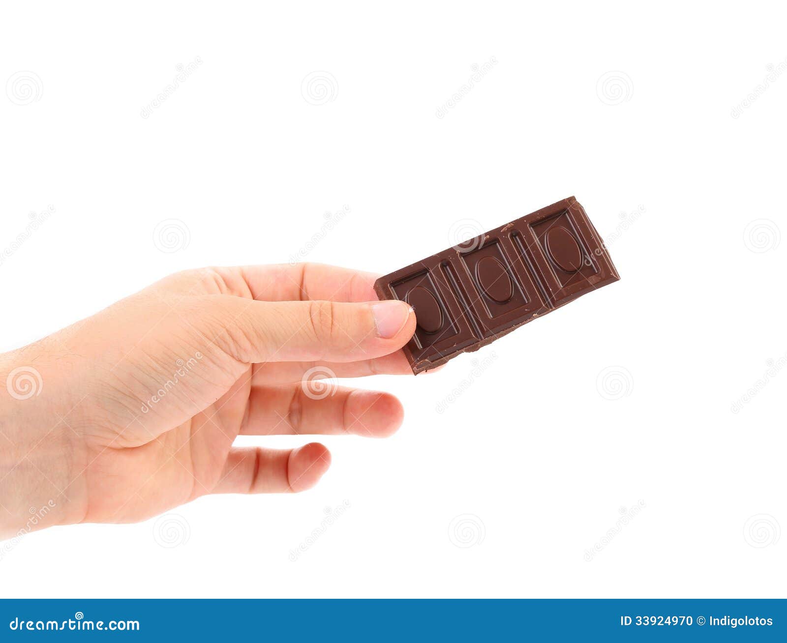 Hand holds chocolate bar. stock photo. Image of black - 33924970