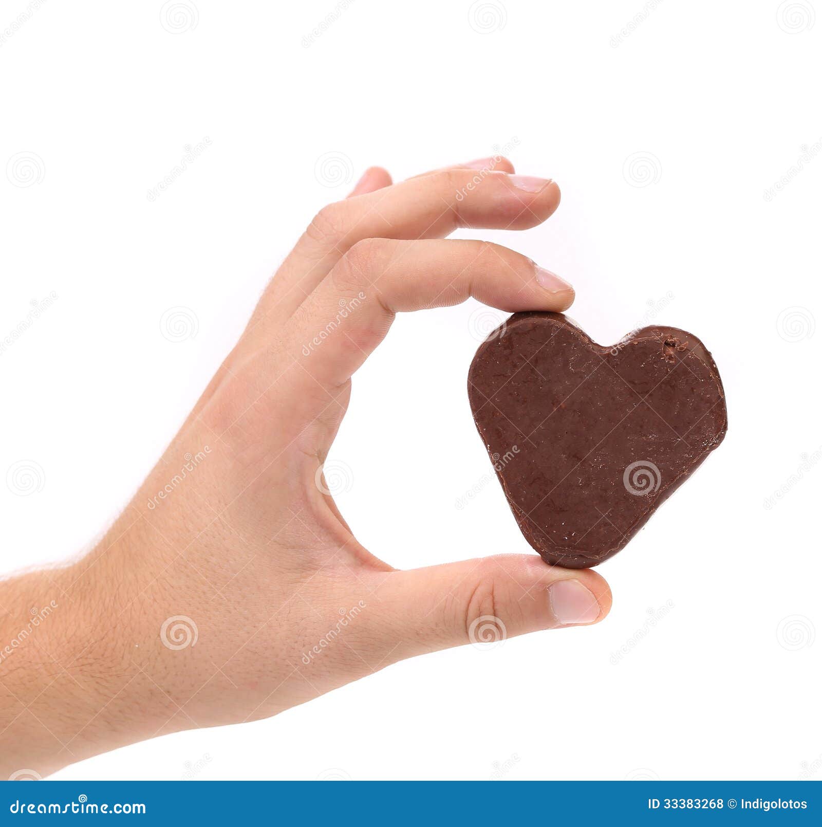 Hand Holds Chocolate Heart Shape Stock Photo - Image of passion ...