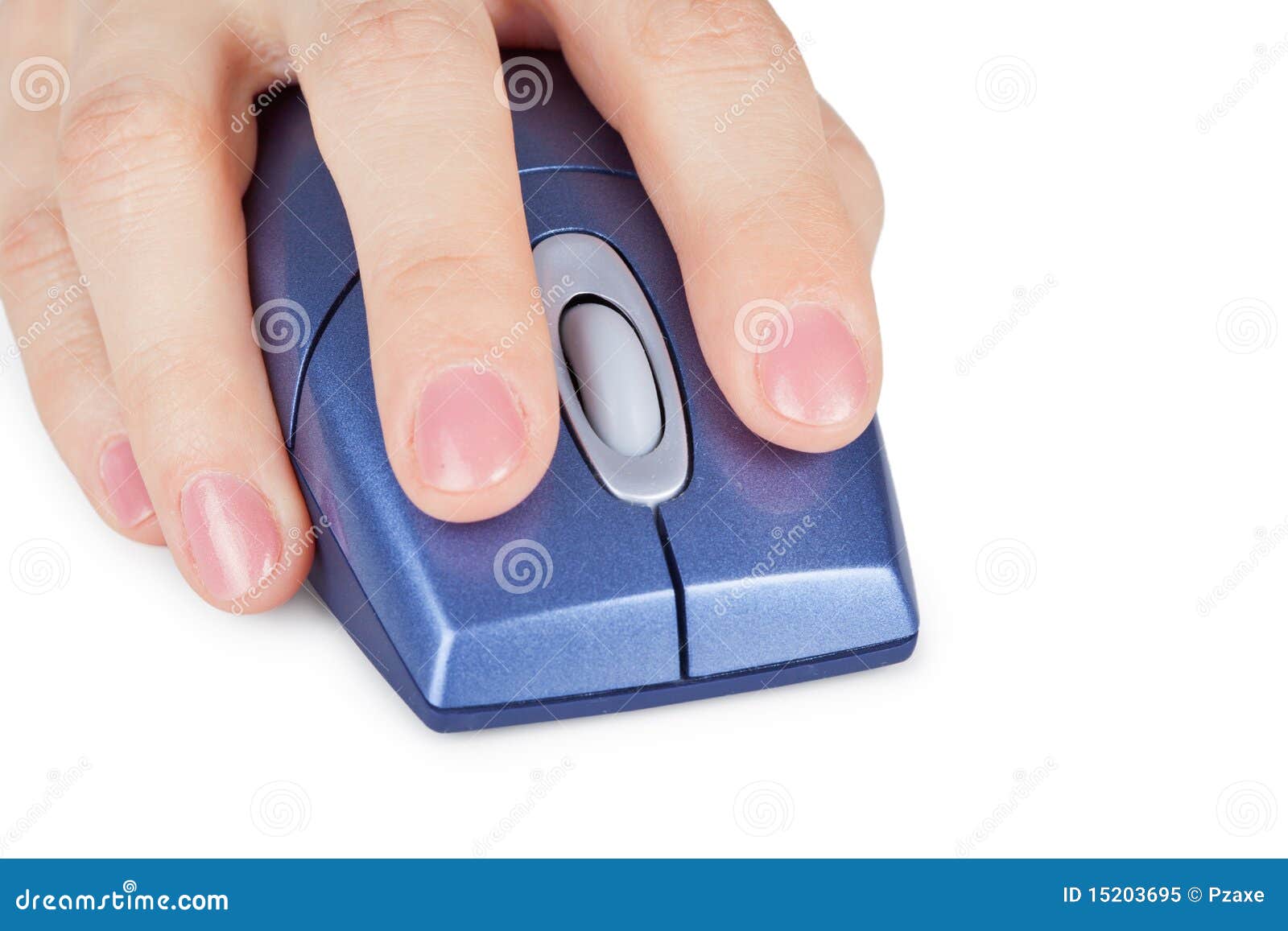 Hand Holds Computer Mouse Close Up Stock Image - Image of manicure ...