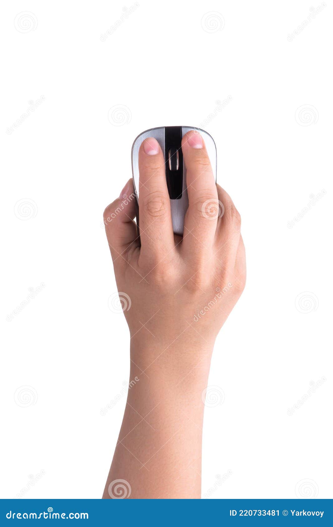 Hand Holds Computer Mouse Isolated on White Background Stock Image ...