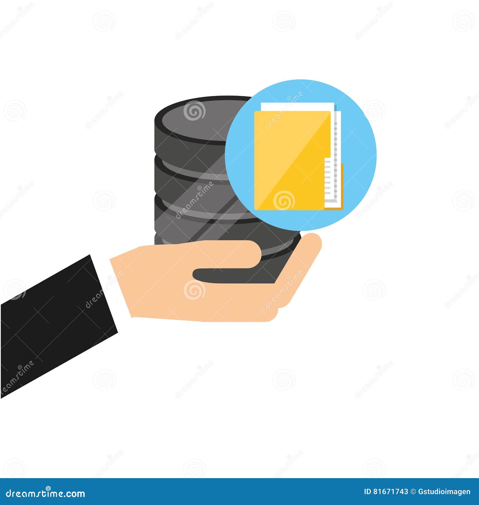 Hand Holds Data File Folder Icon Stock Vector - Illustration of office ...
