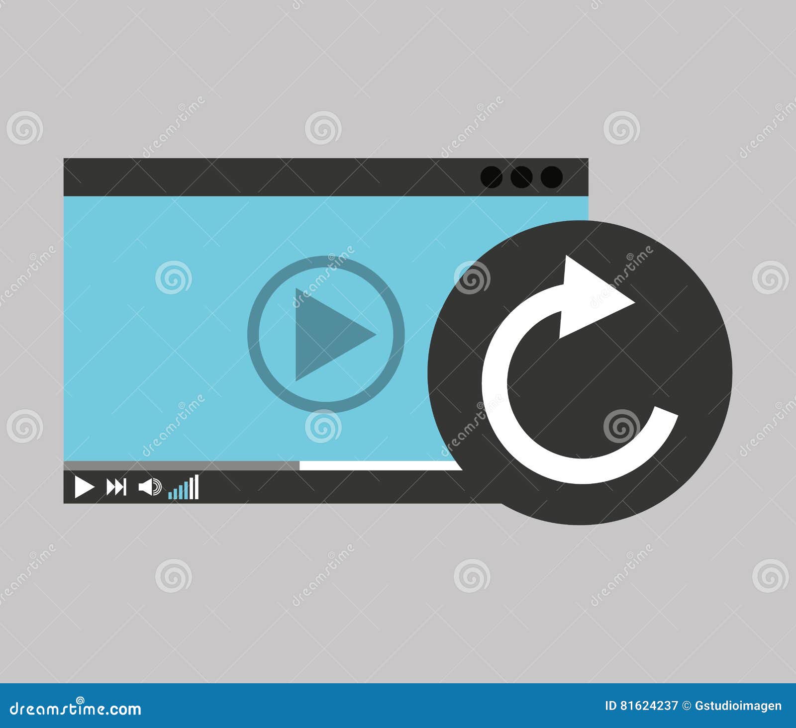 Hand Holds Digital Refresh Arrow Player Stock Vector - Illustration of ...